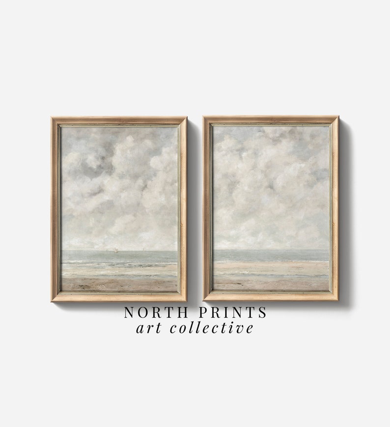 Coastal Beach Print Set: Vintage Farmhouse Wall Art (printable Digital ...