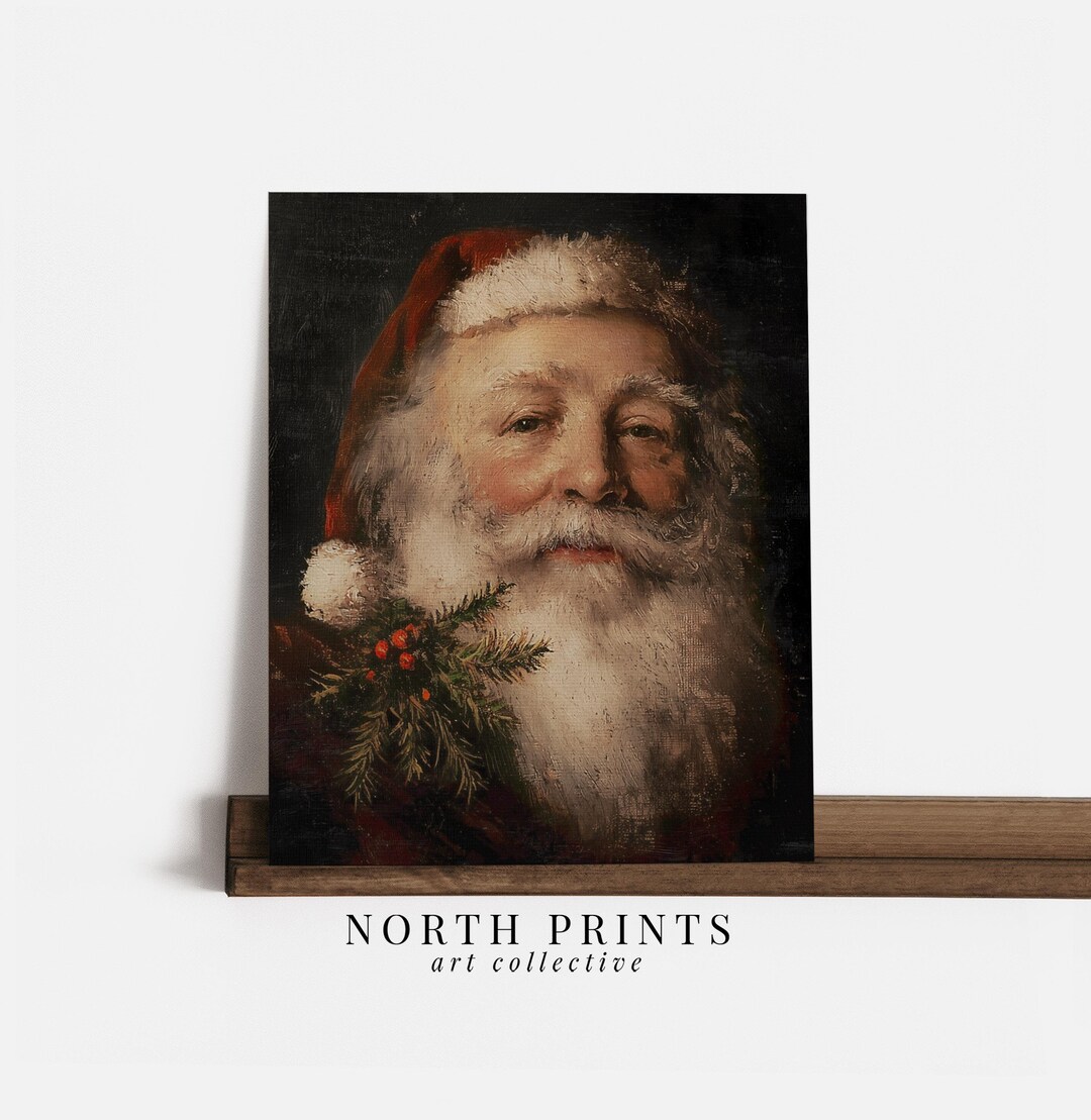 Traditional Santa Claus Christmas Wall Art Print: Farmhouse Decor ...