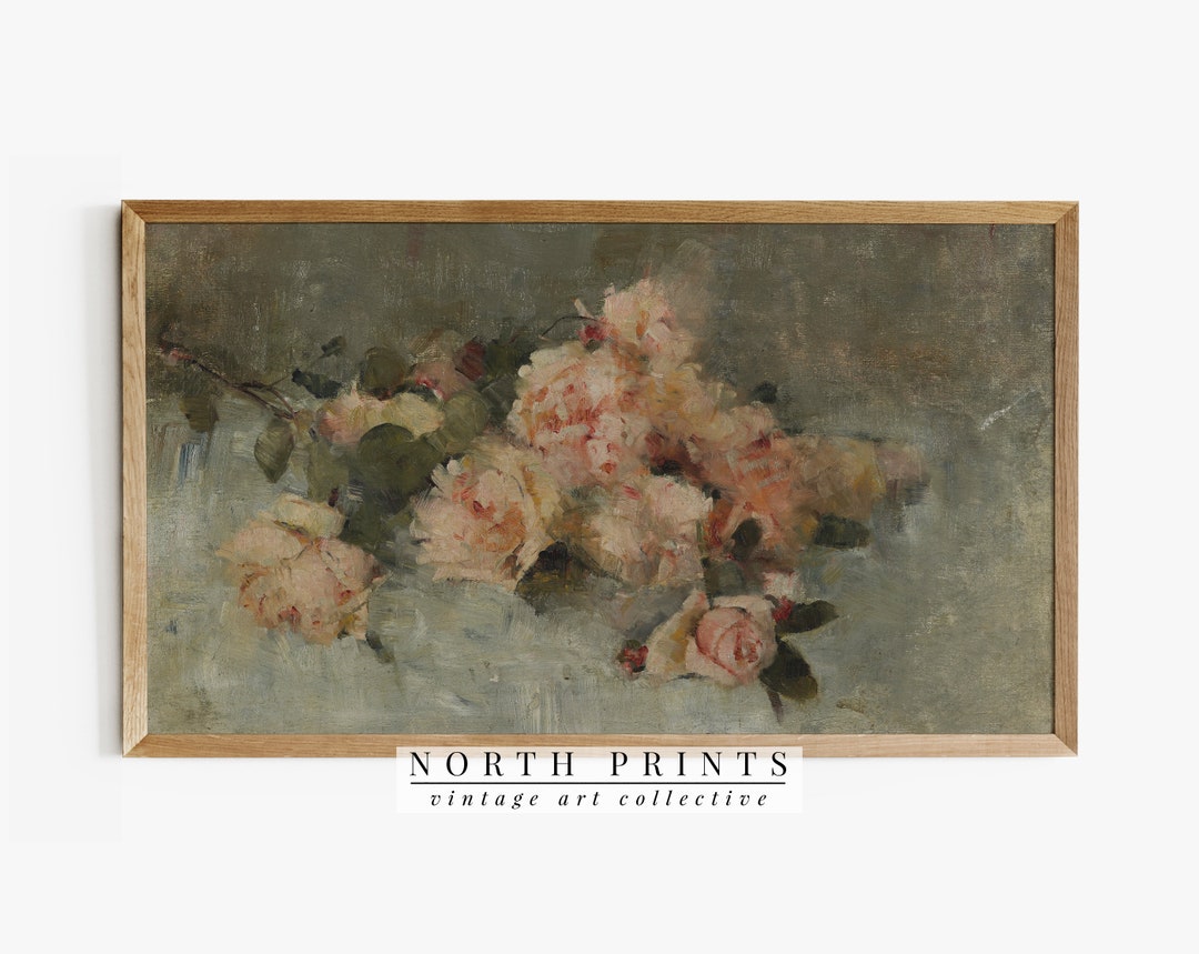 Frame Tv Art Vintage Flower Still Life Roses Digital Download North