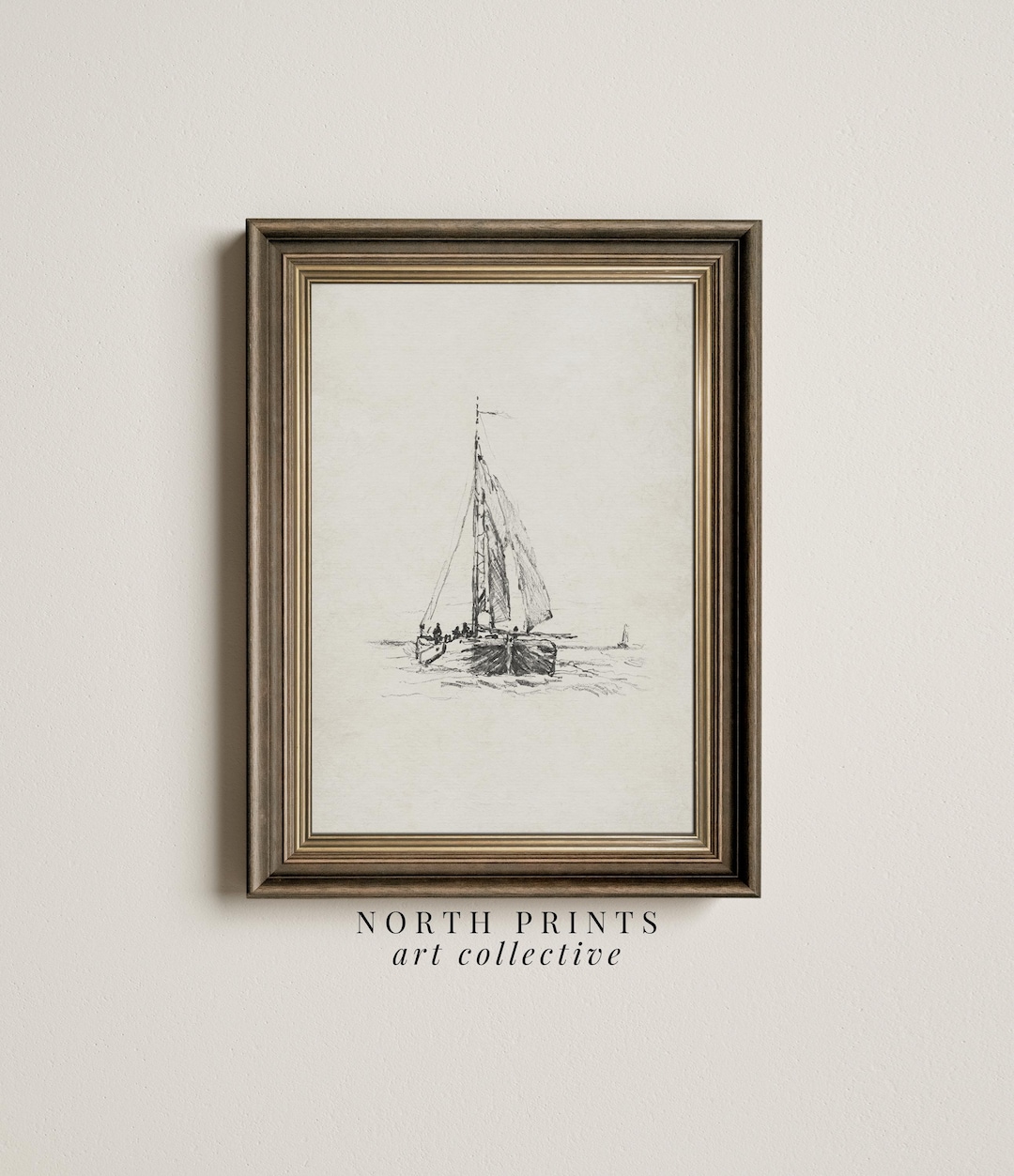 Sailboat Sketch Art Print: Vintage Nautical Drawing (printable Digital ...