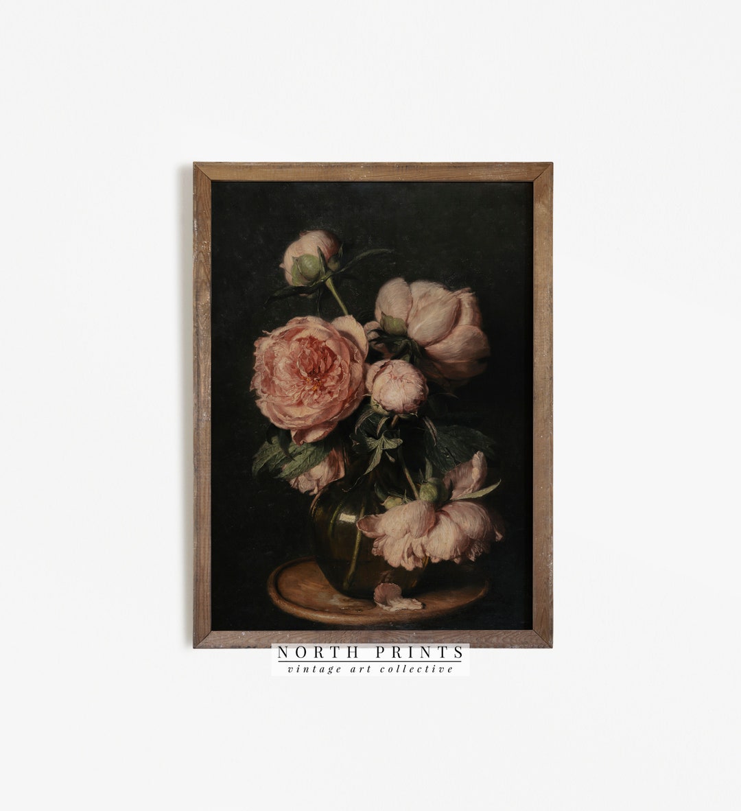 Moody Vintage Flower Print | Dark Floral Still Life Oil Painting ...