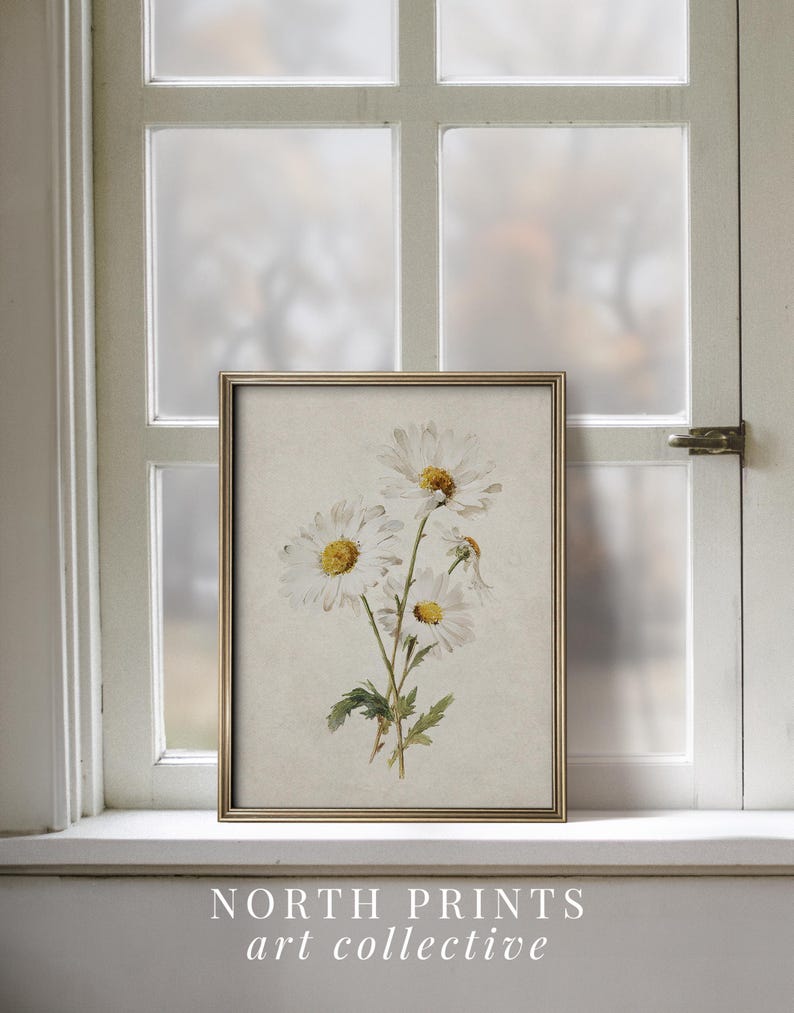 April Birth Flower Art, Daisy Floral Nursery Wall Decor, Botanical ...
