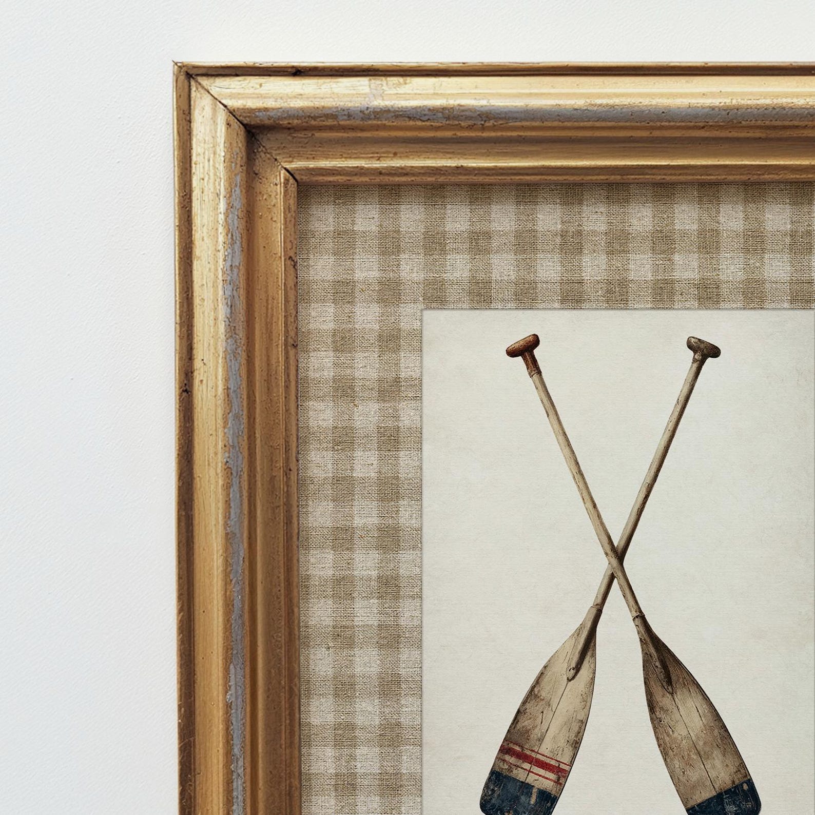 Preppy Rowing Oars Print: Coastal Lake House Wall Art Decor, Digital ...