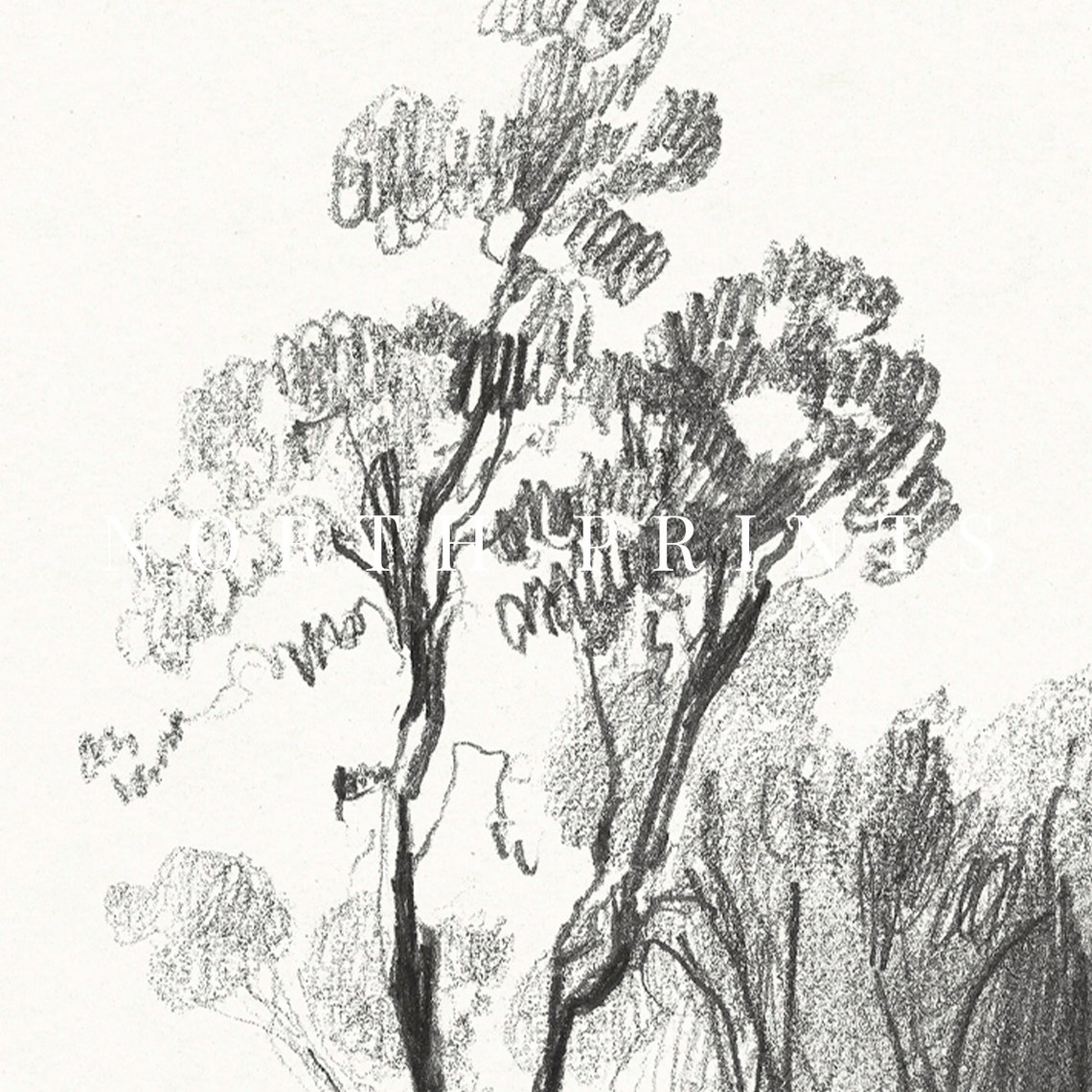 Neutral Landscape Drawing Minimalist Sketch Print Vintage - Etsy