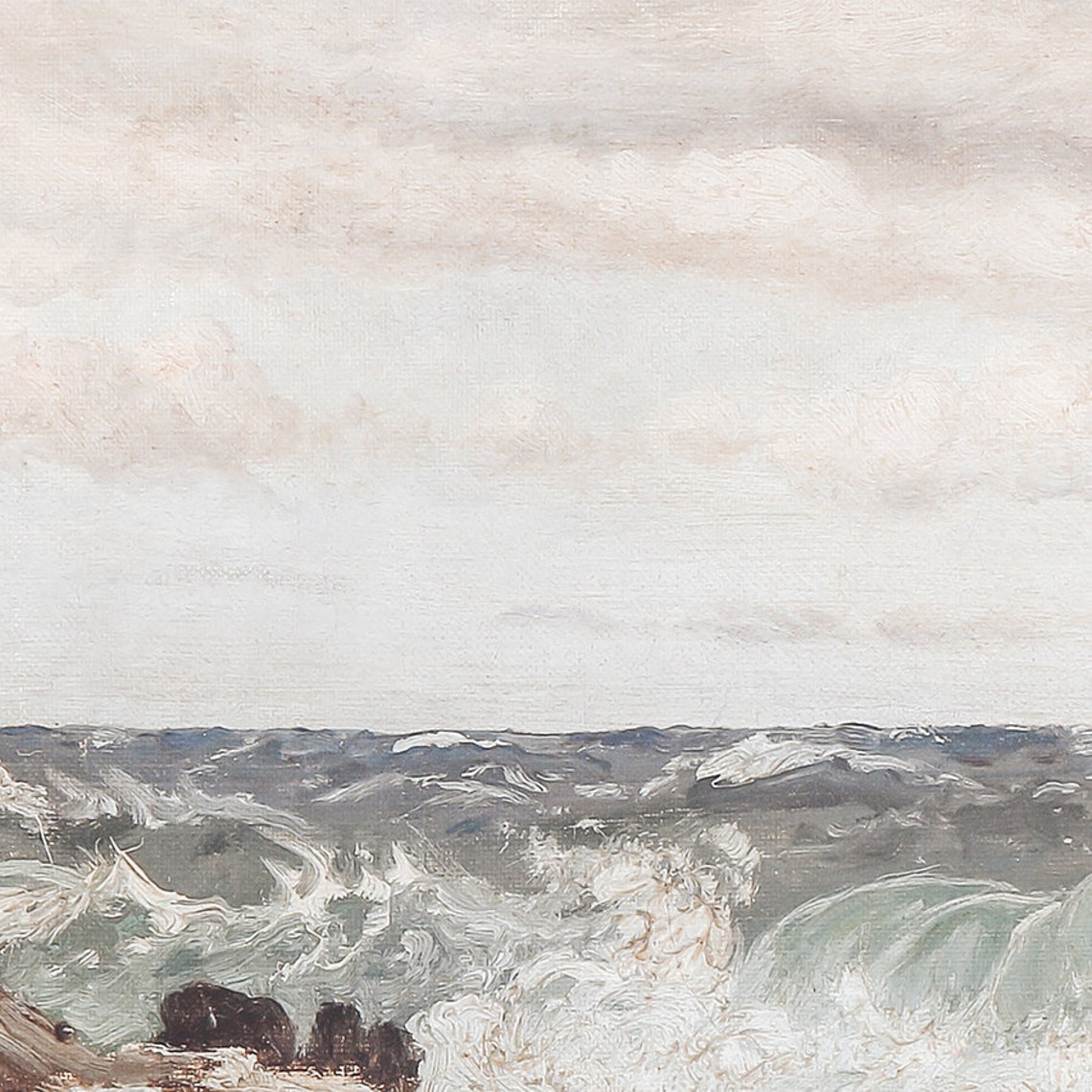 Coastal Vintage Painting Ocean Waves Art Print Digital - Etsy