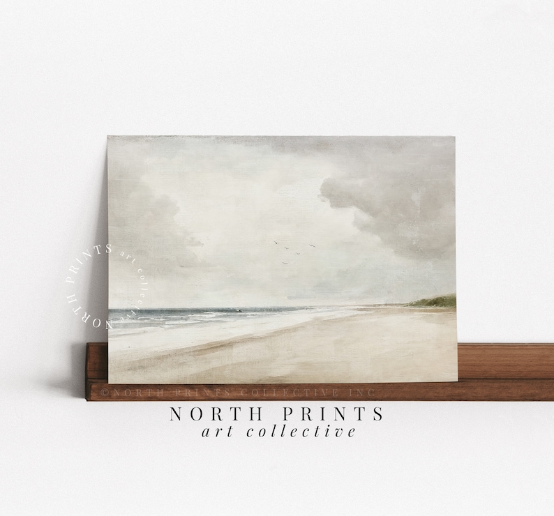 Neutral Coastal Beach Painting: Muted Tones Art Print (digital Download ...