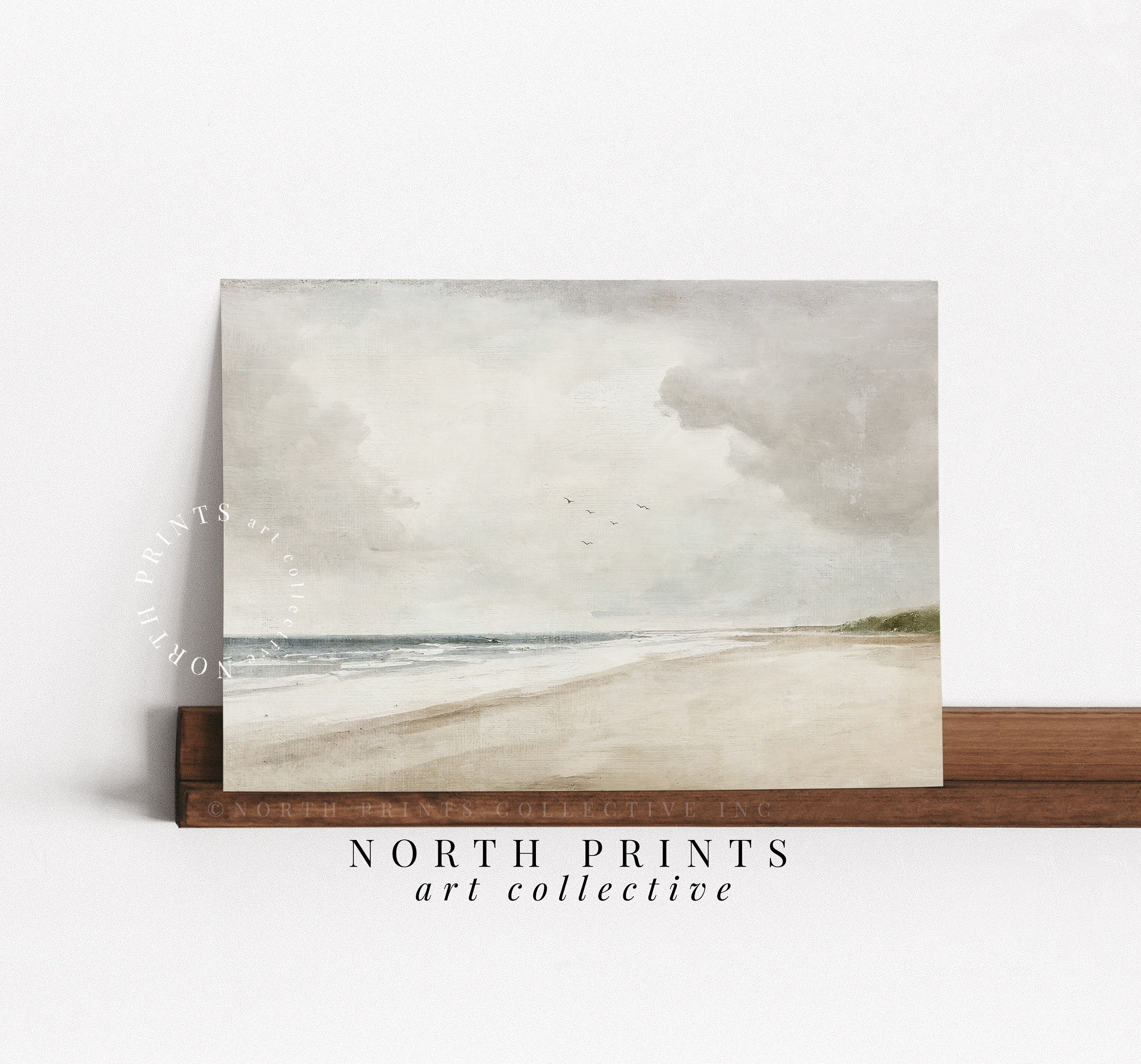 Neutral Coastal Beach Painting: Muted Tones Art Print (digital Download ...