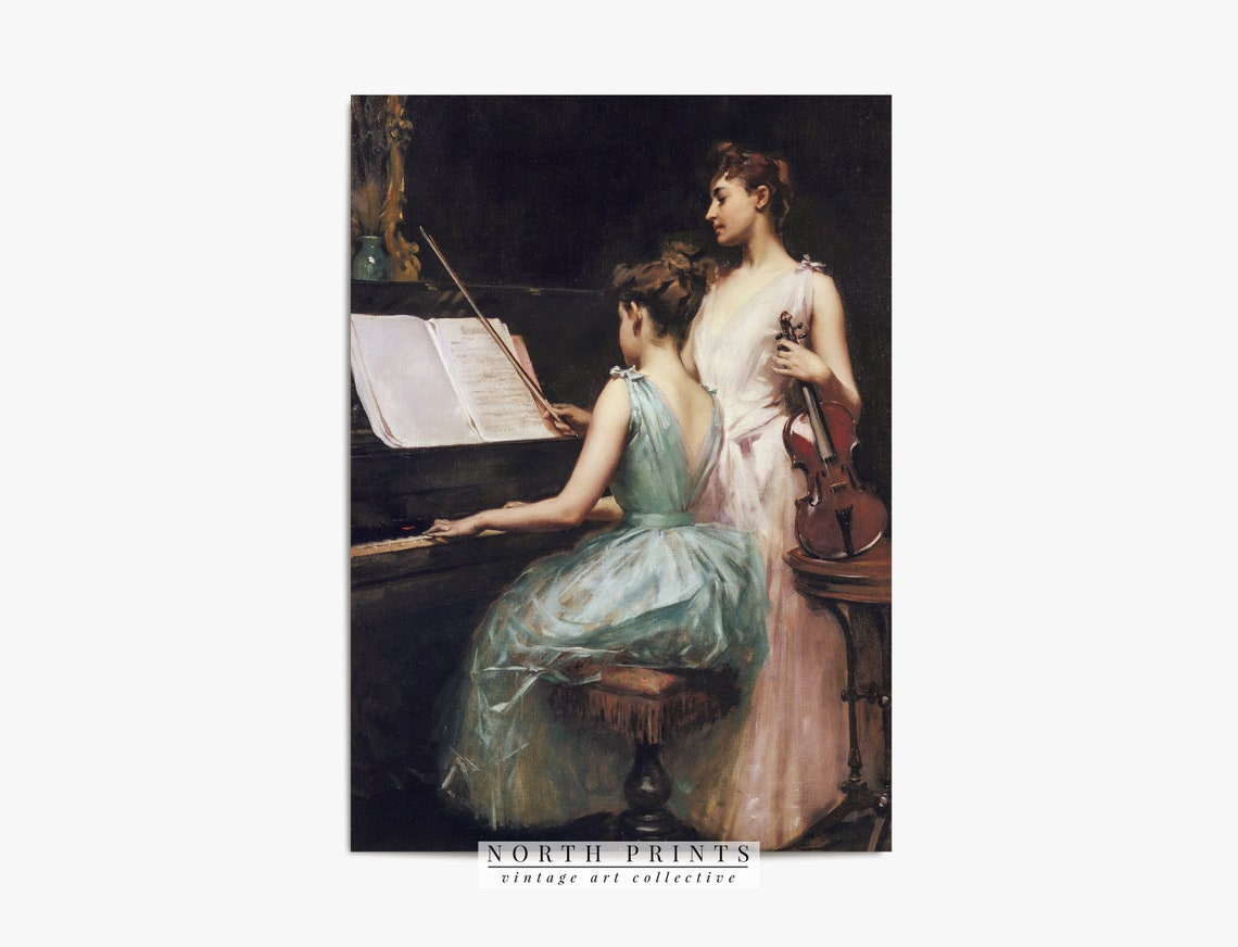 Vintage Portrait Painting Victorian Music Art Print - Etsy