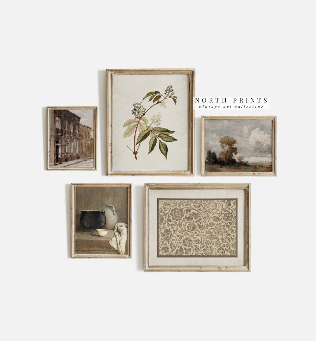 PRINTABLE Gallery Wall Set of FIVE Vintage Neutral Country Farmhouse ...