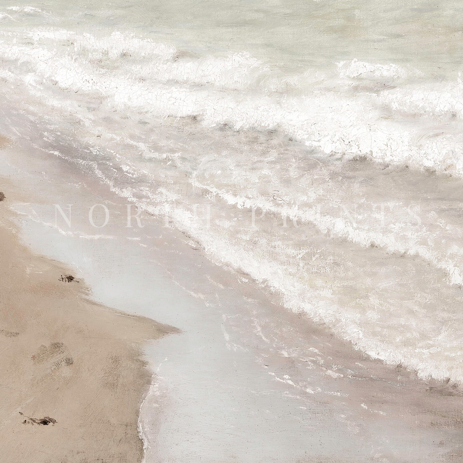 Muted Beach Art Print Vintage Coastal Painting Digital - Etsy