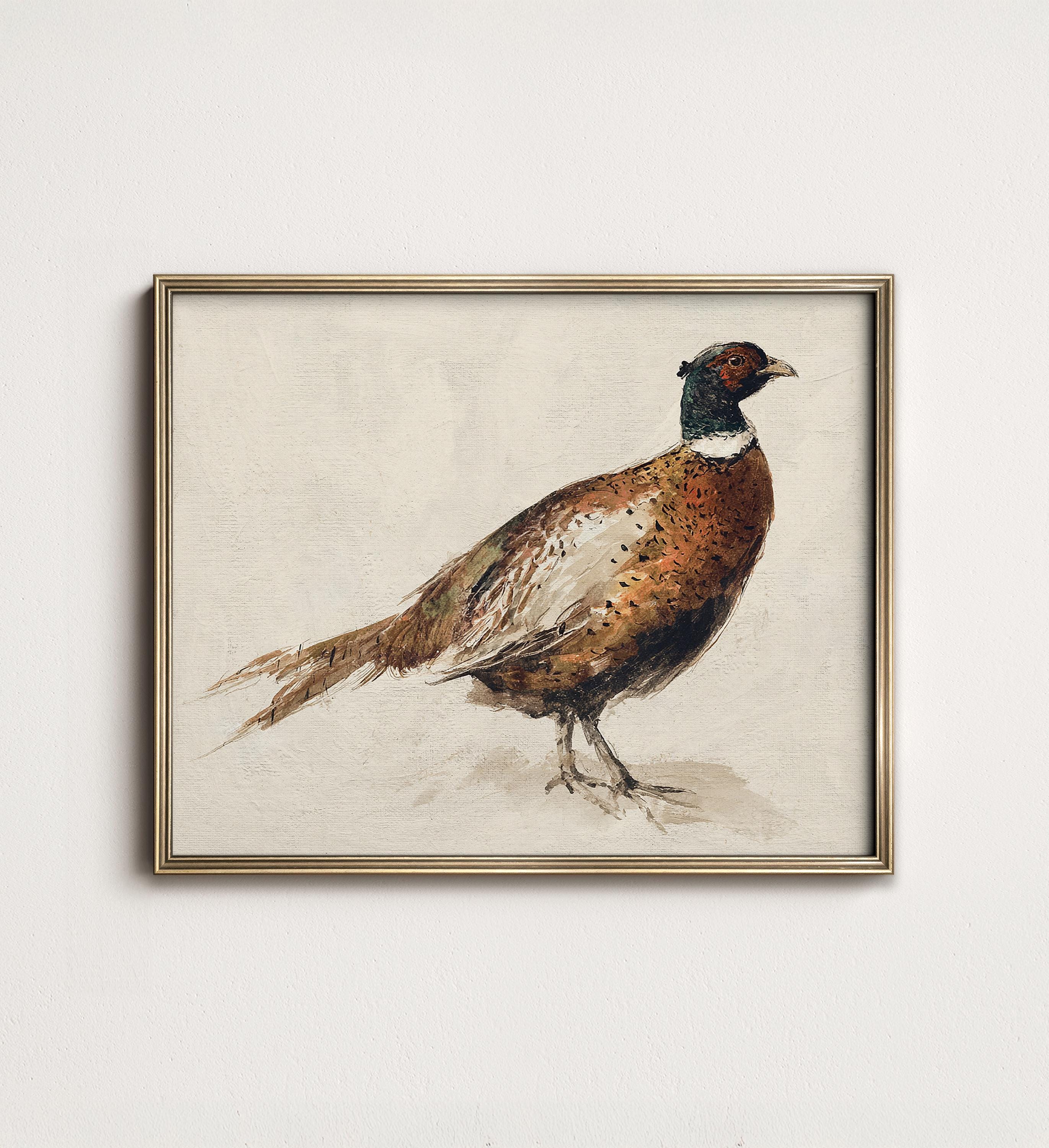 Vintage Pheasant Wall Art, Rustic Wildlife Bird Painting, Autumn ...