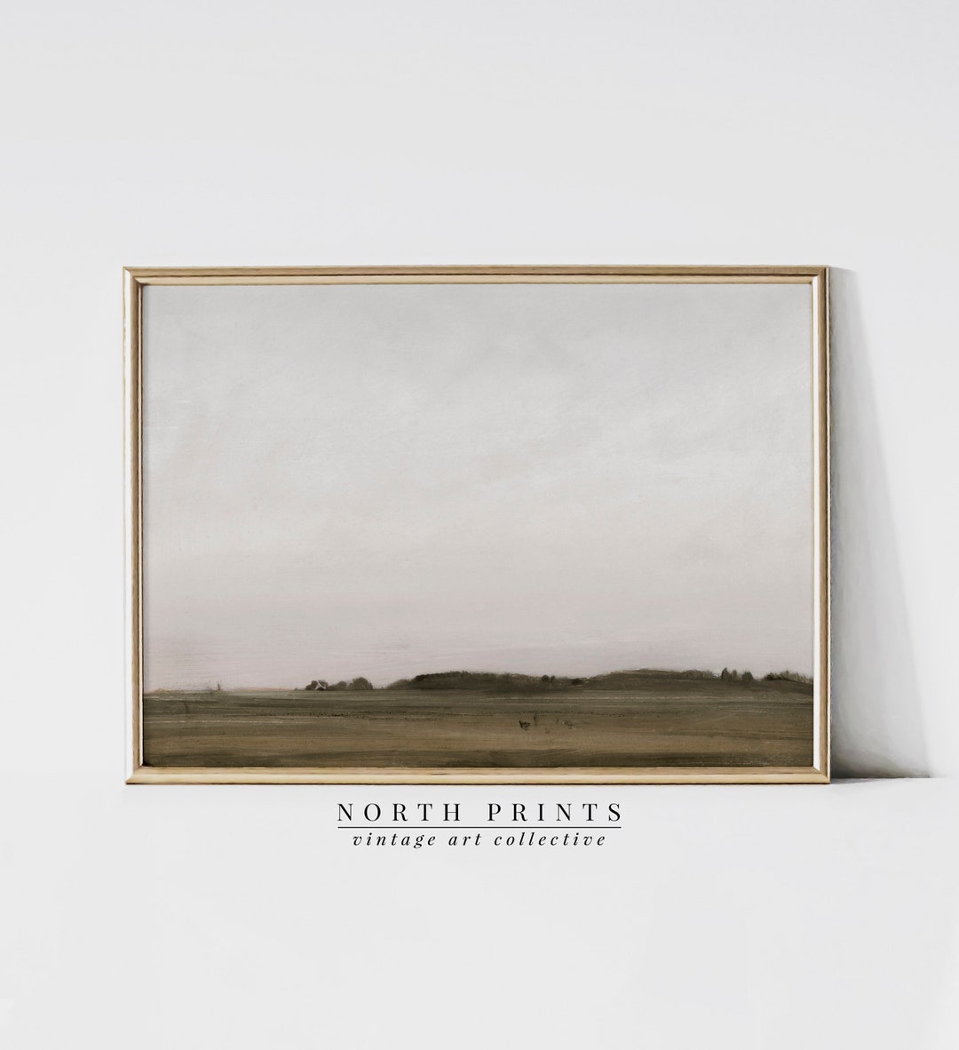 Vintage Landscape Painting Muted Country Scenery Art Print Digital ...