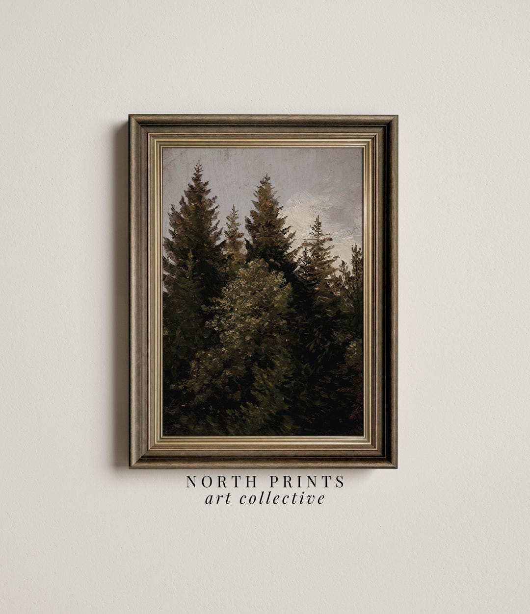 Vintage Pine Tree Forest Print: Rustic Cabin Wall Decor (digital ...