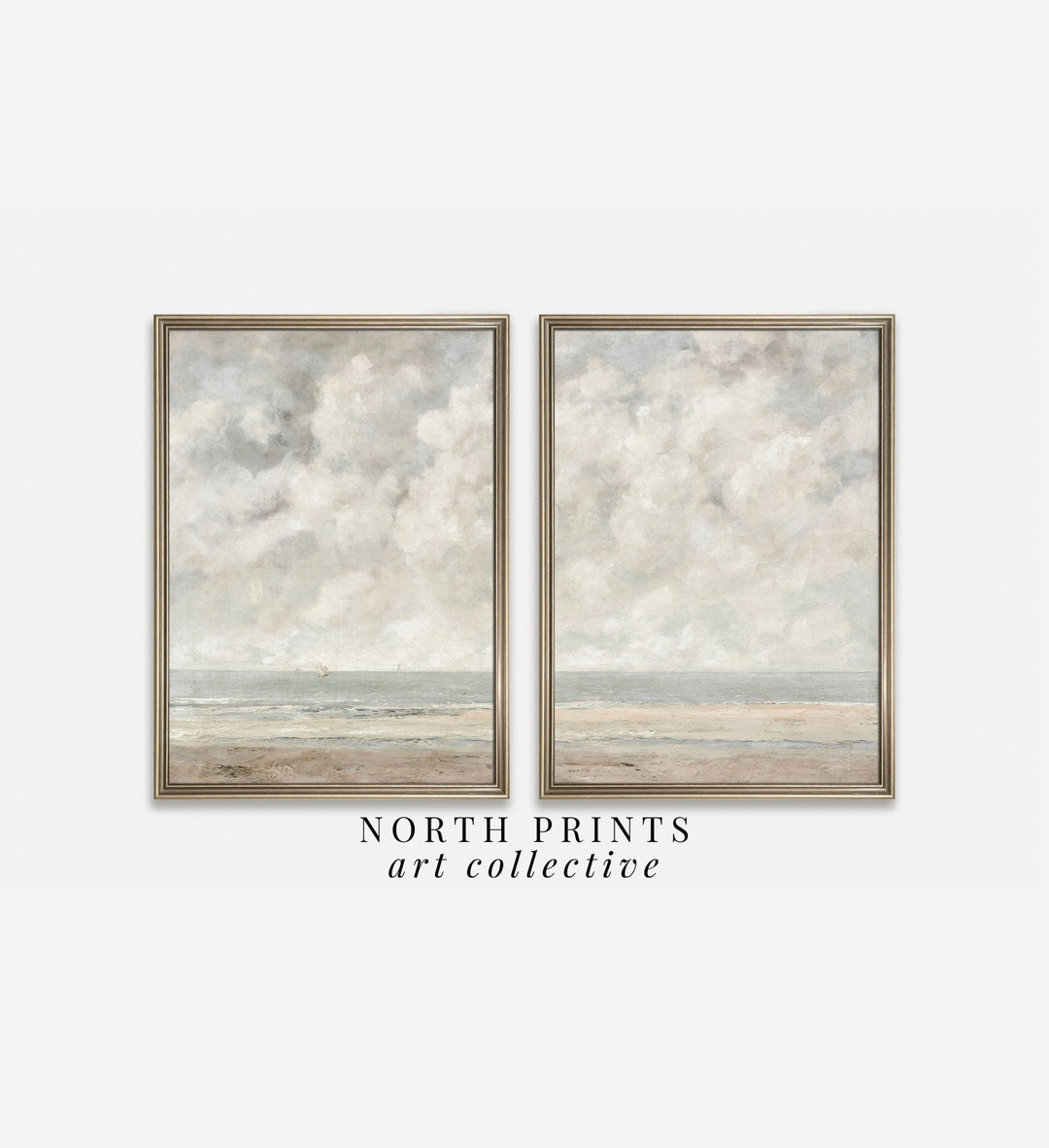 Coastal Beach Print Set: Vintage Farmhouse Wall Art (printable Digital ...
