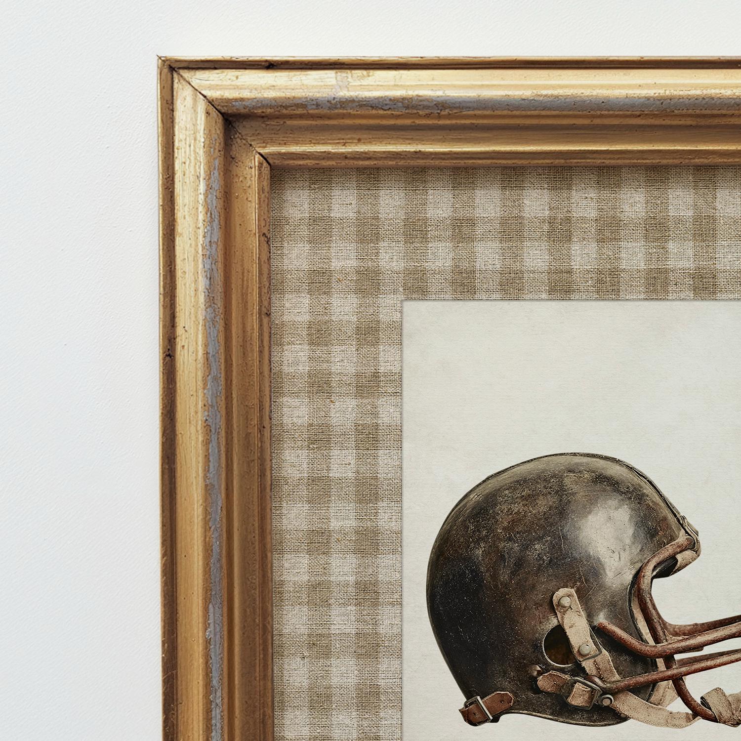 Vintage Football Helmet Print: Gingham Checkered Preppy Kids Sports ...