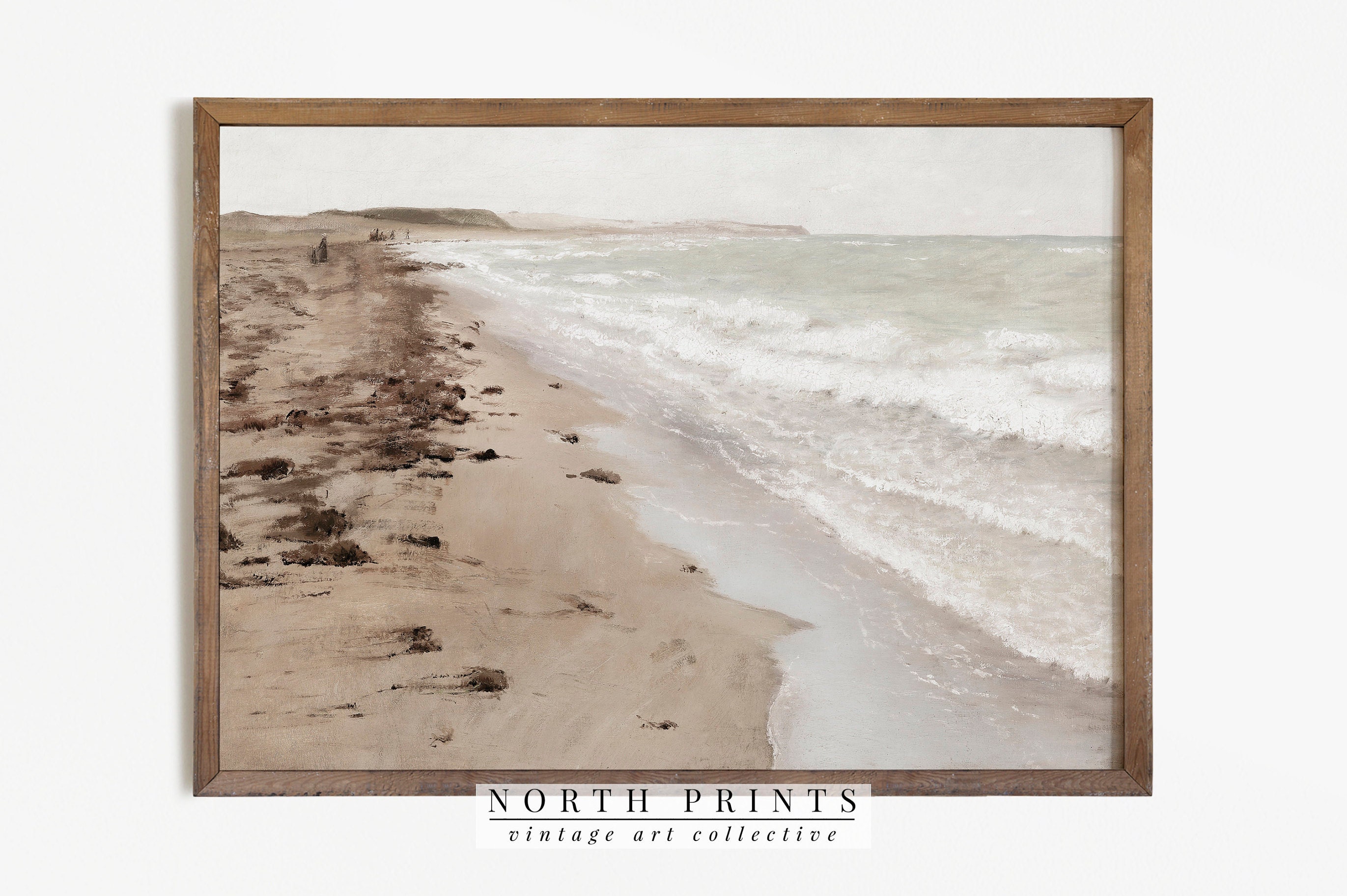 Muted Beach Art Print Vintage Coastal Painting Digital - Etsy