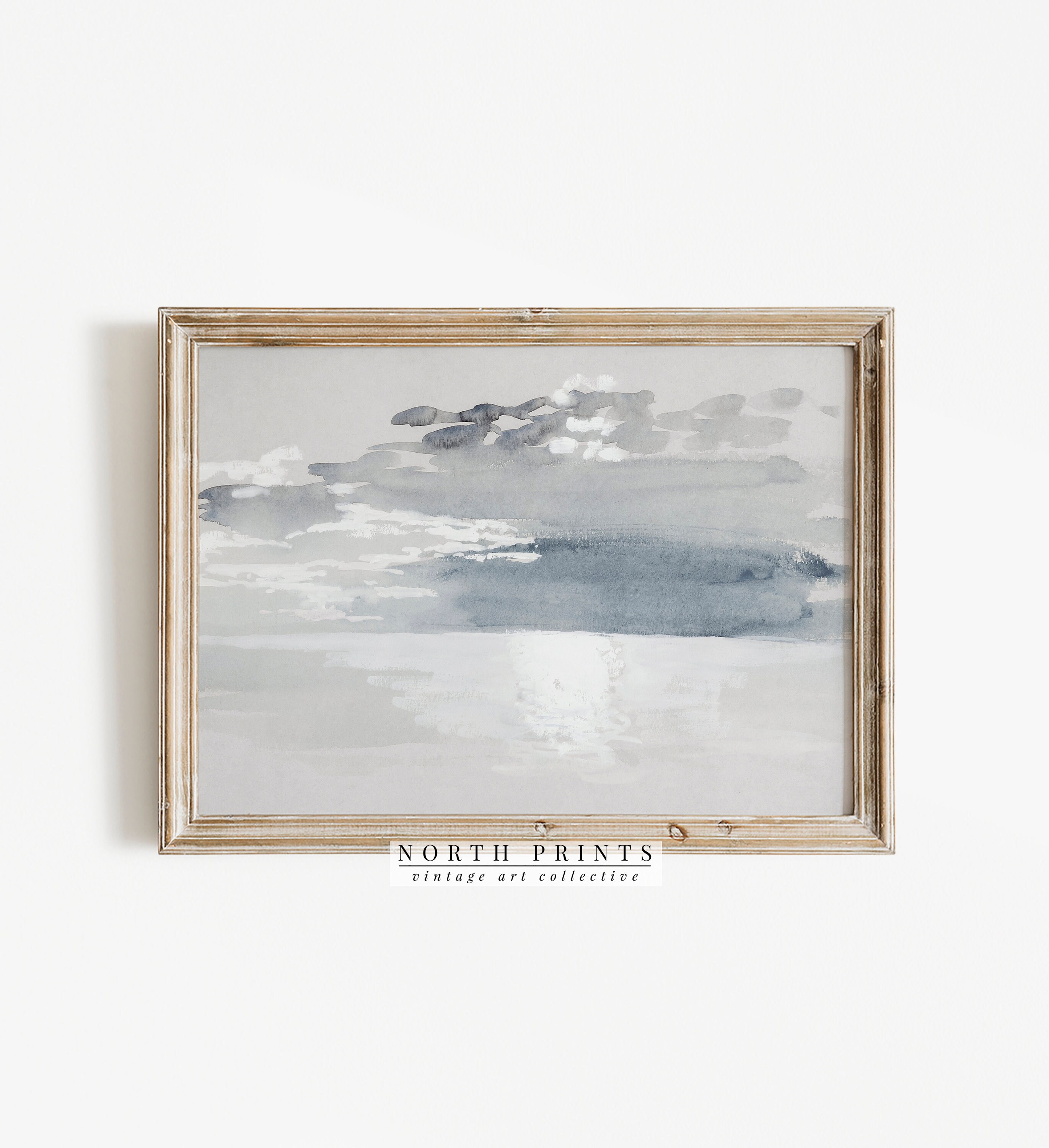Vintage Blue Tonal Coastal Painting Antique Ocean Wall Art - Etsy