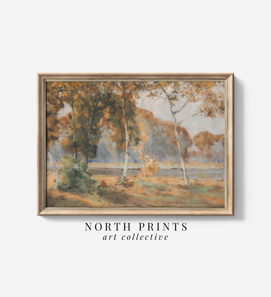 Fall Lake Landscape Painting Wall Art PRINTABLE Vintage Autumn ...