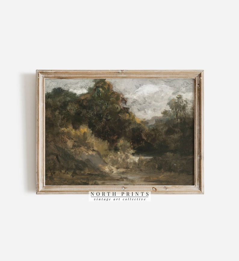 Printable Moody Country Landscape Painting Vintage Wall Art - Etsy