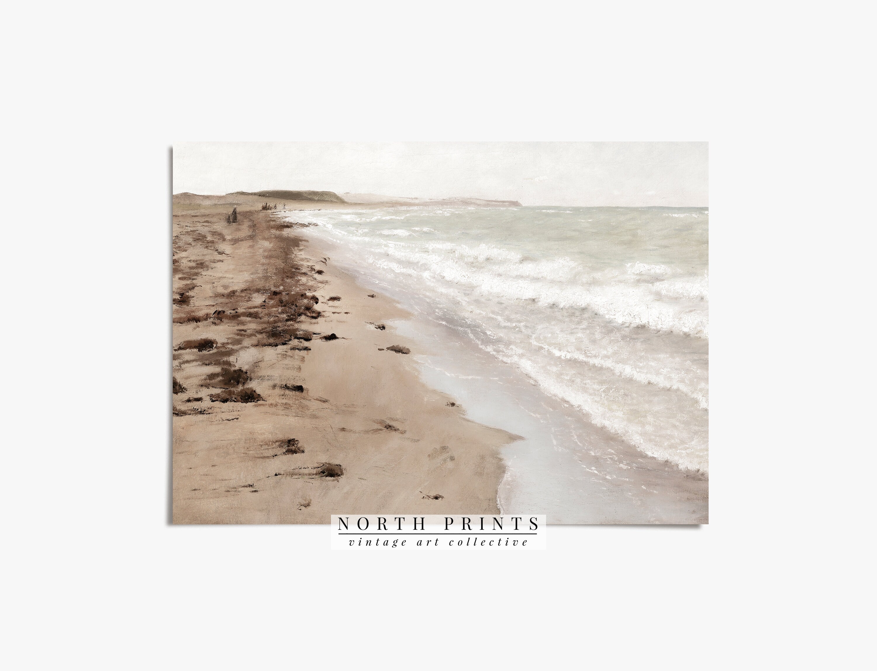 Muted Beach Art Print Vintage Coastal Painting Digital - Etsy