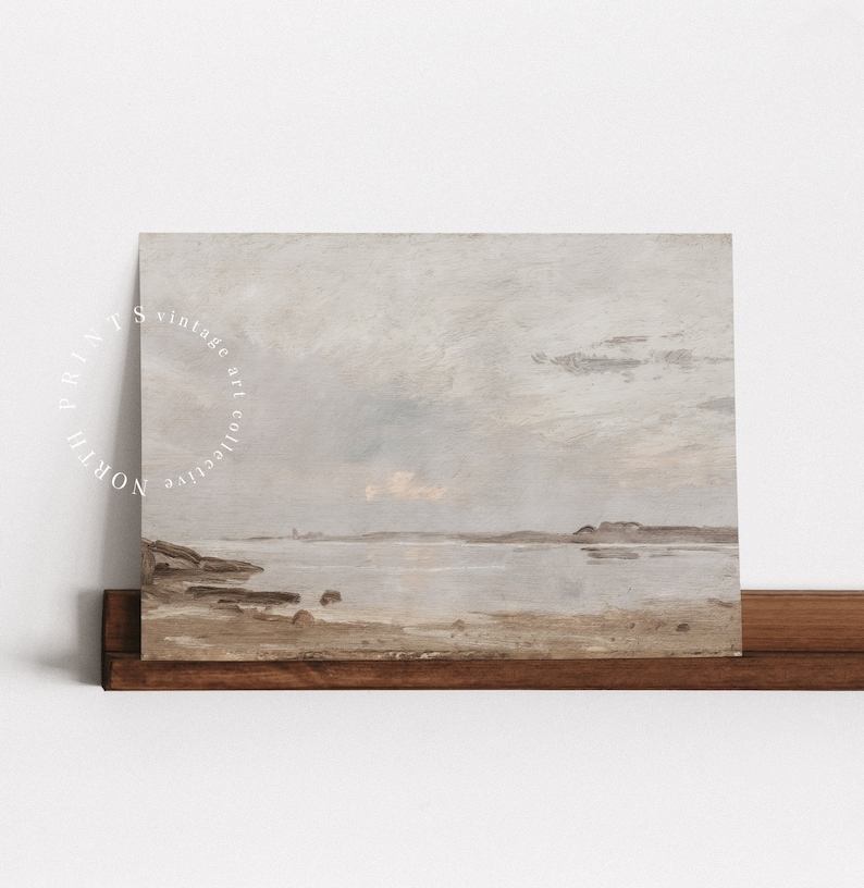 Vintage Muted Beach Landscape Art Painting PRINTABLE Above - Etsy