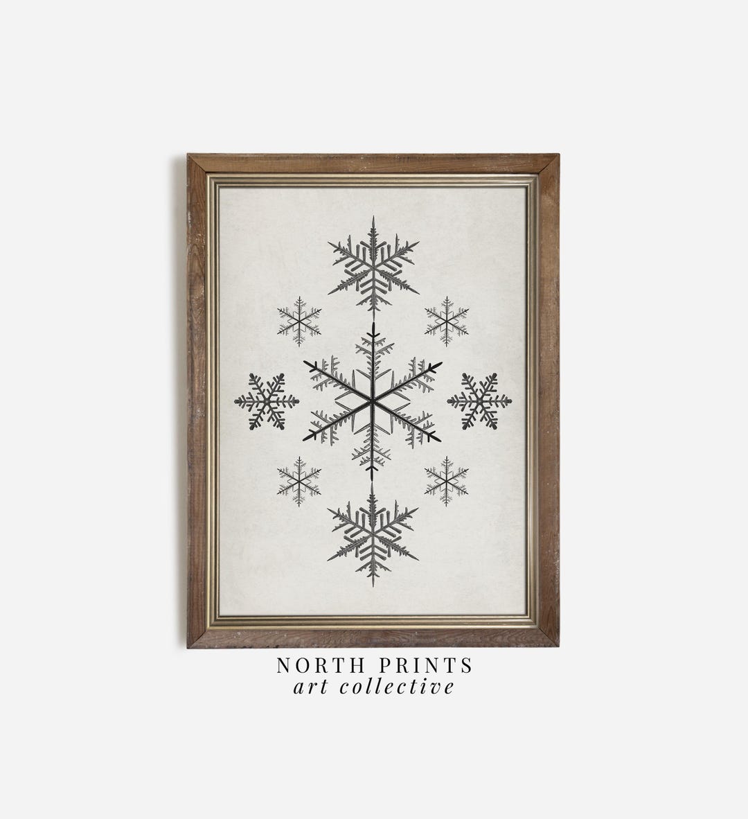 Vintage Nordic Snowflake PRINTABLE Art, Christmas Folk Farmhouse ...