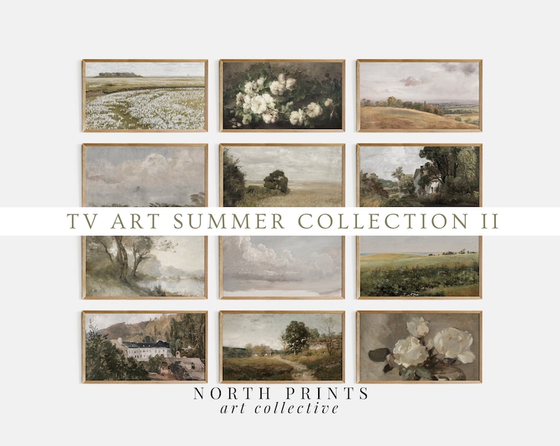 Vintage Summer Landscape Frame TV Art: Botanical Still Life Paintings ...