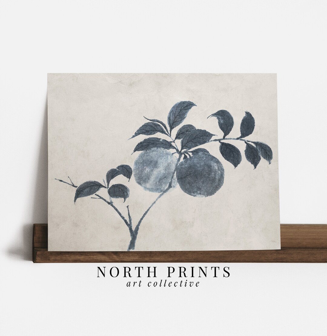 Blue Minimal Kitchen Apple Tree Wall Art Print | Vintage Zen Botanical ...