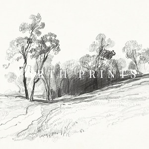 Neutral Landscape Drawing | Minimalist Sketch Print | Vintage PRINTABLE ...