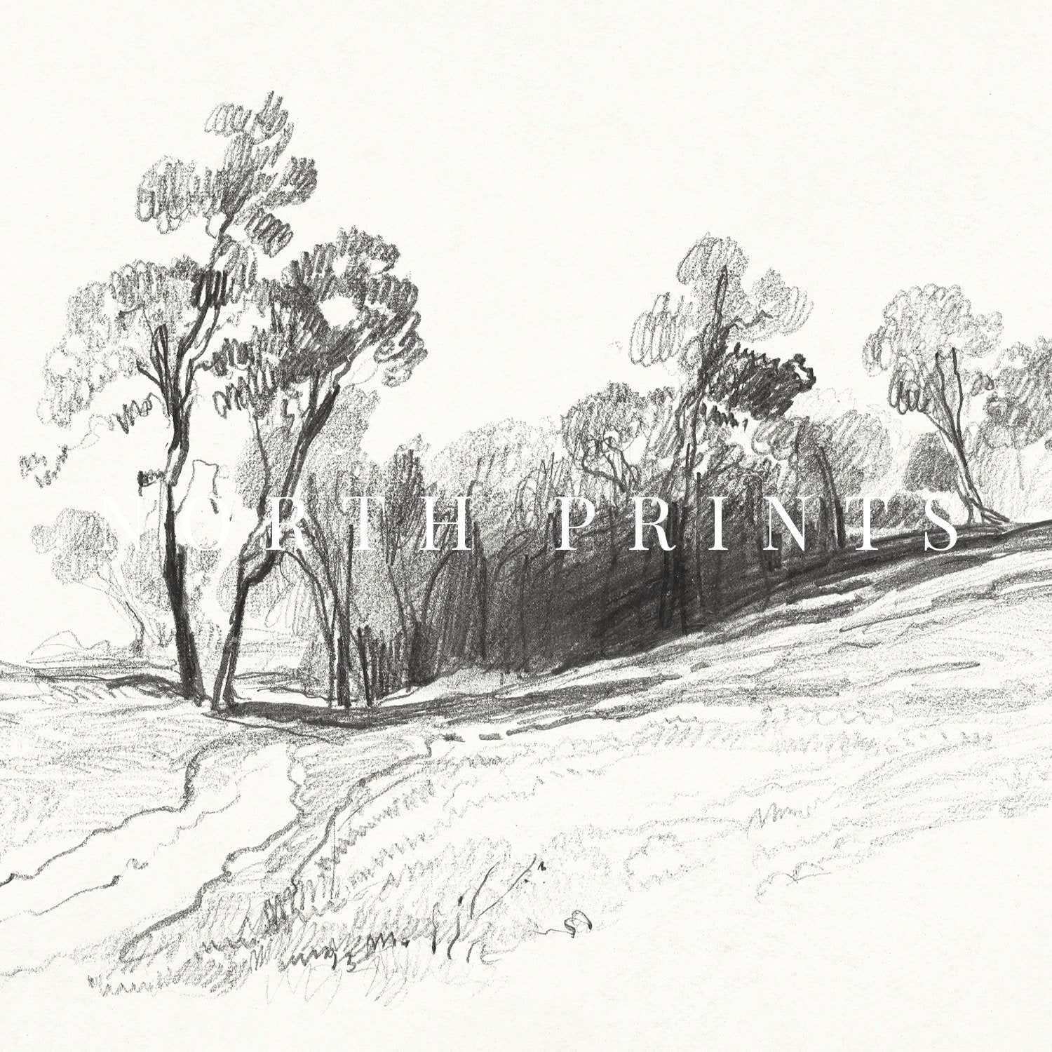 Neutral Landscape Drawing Minimalist Sketch Print Vintage - Etsy