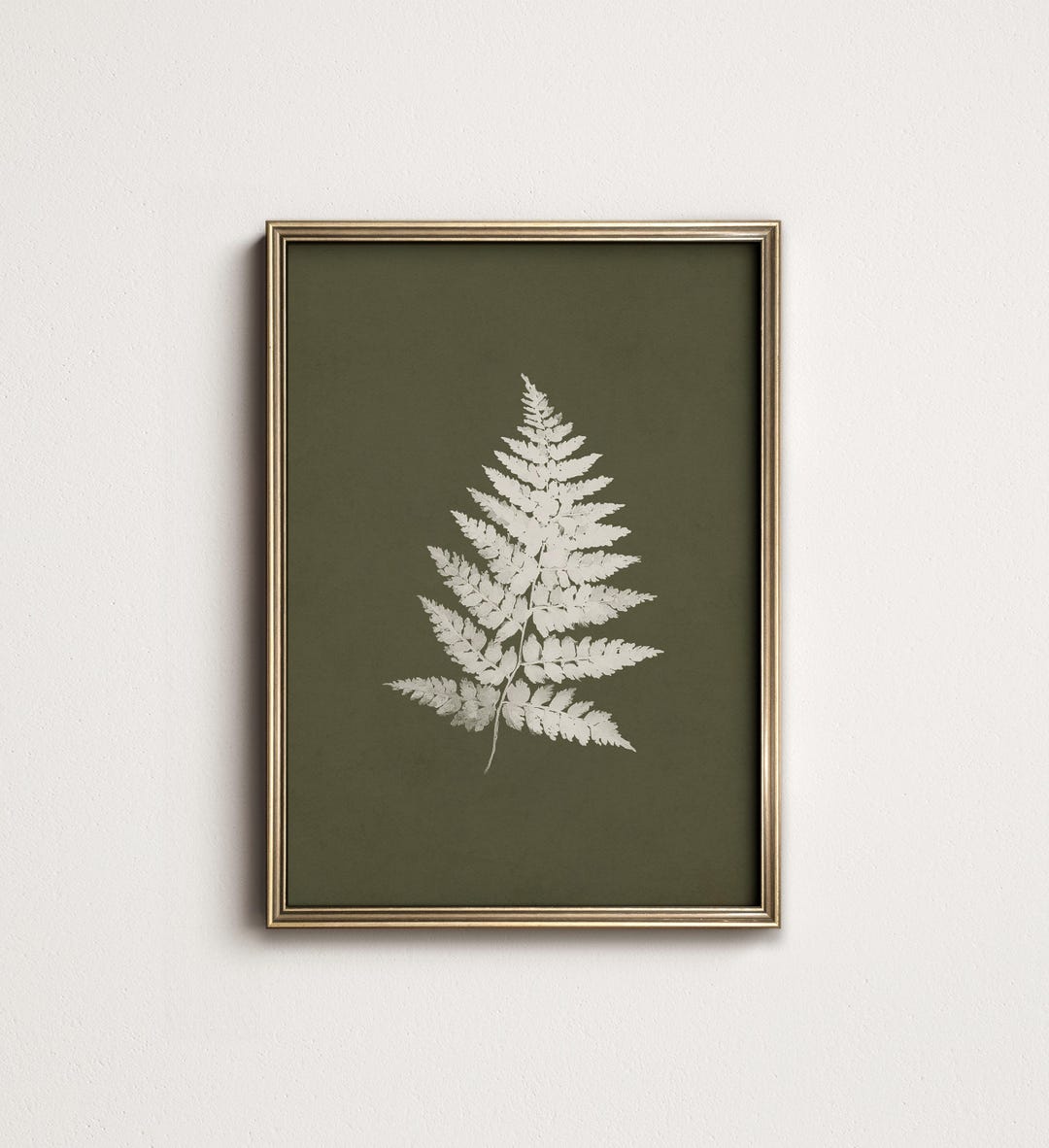Dark Botanical Fern Leaf Art: Olive Green French Country Wall Art ...