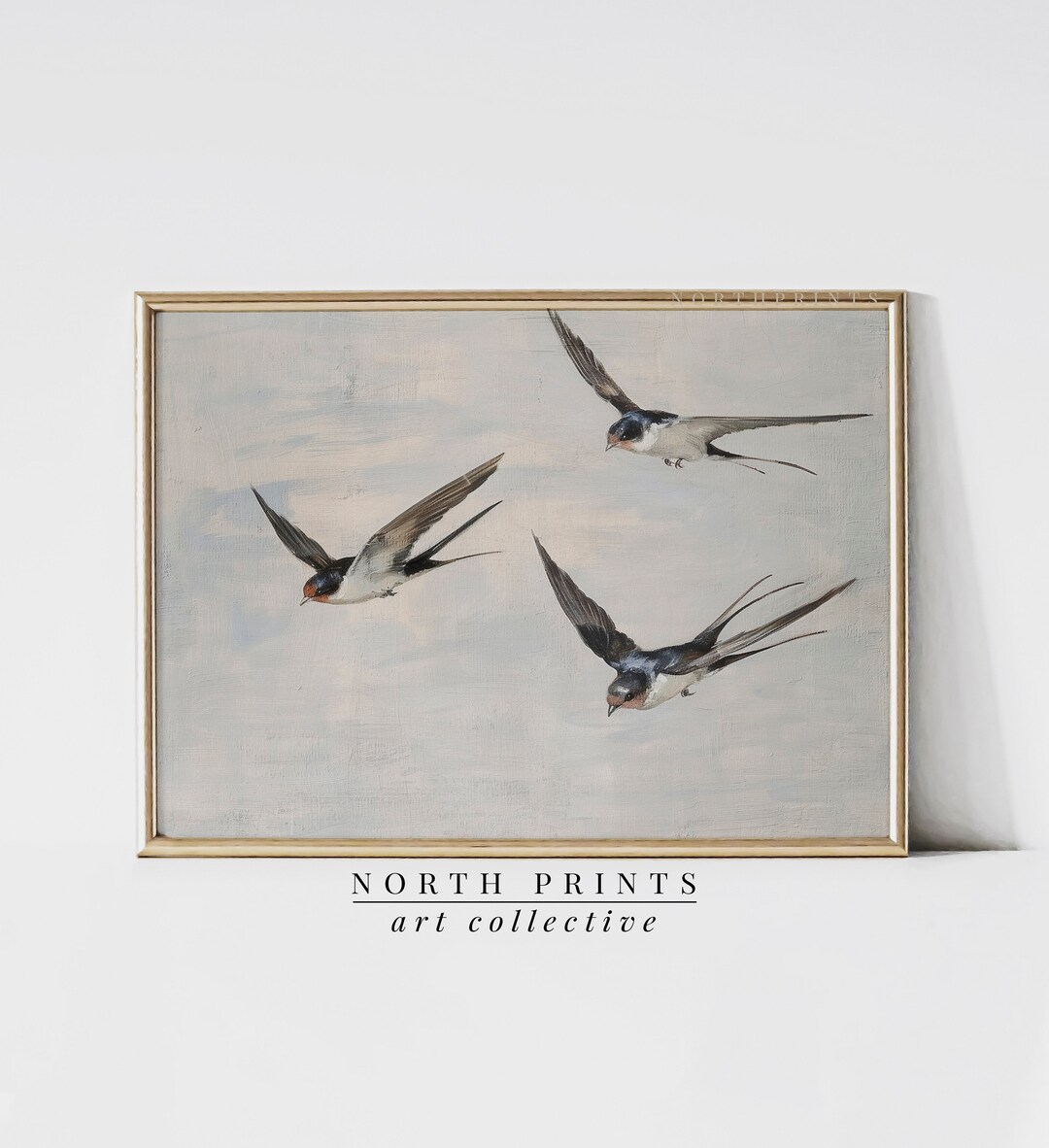 Barn Swallows Bird Painting: Country Nursery Printable Wall Art ...