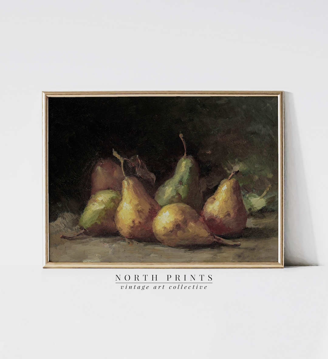 Vintage Kitchen Still Life Painting | Moody Pear Wall Art | Digital ...