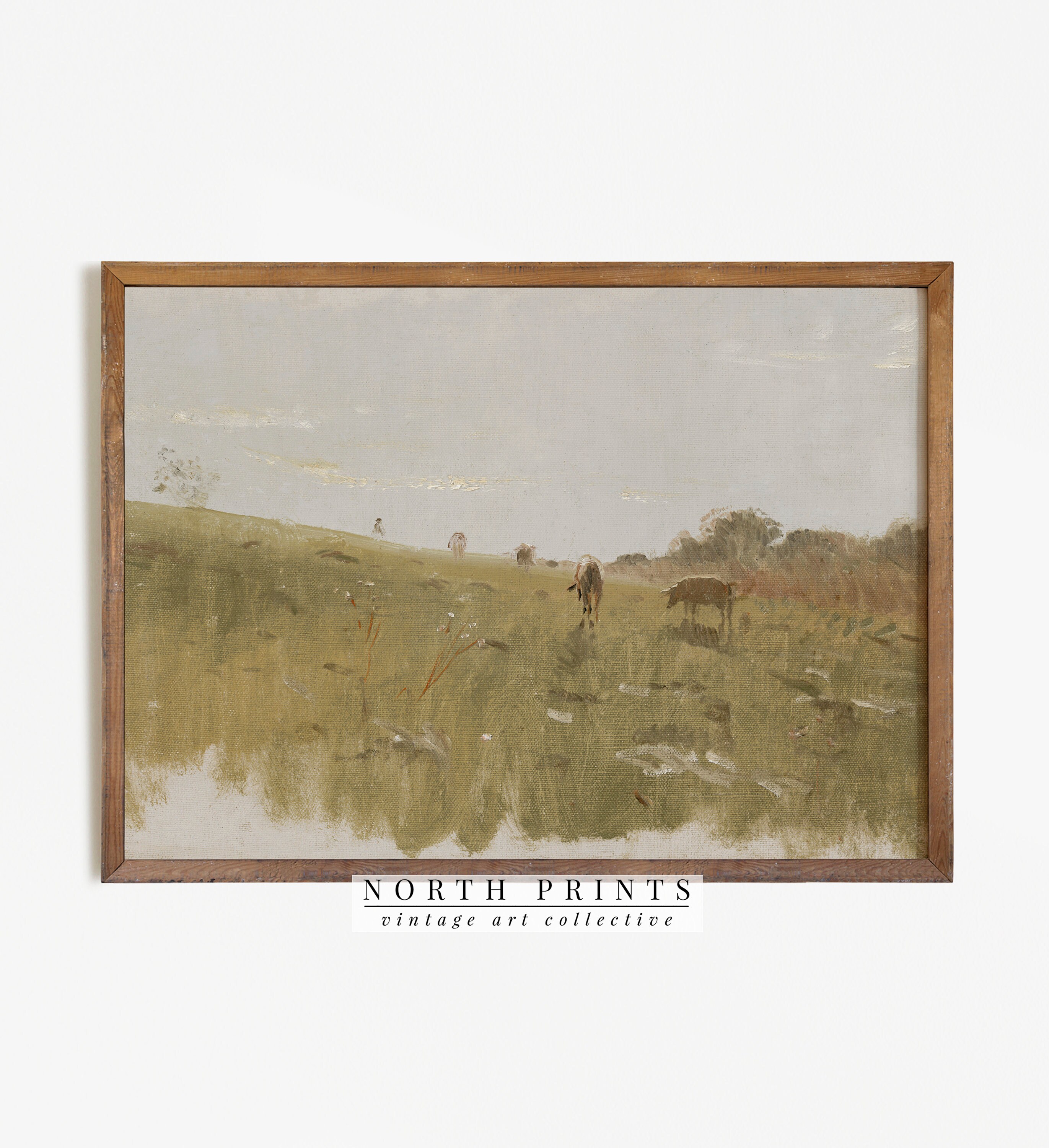Home Décor Wall Décor Muted Landscape Watercolor Painting Vintage Print ...