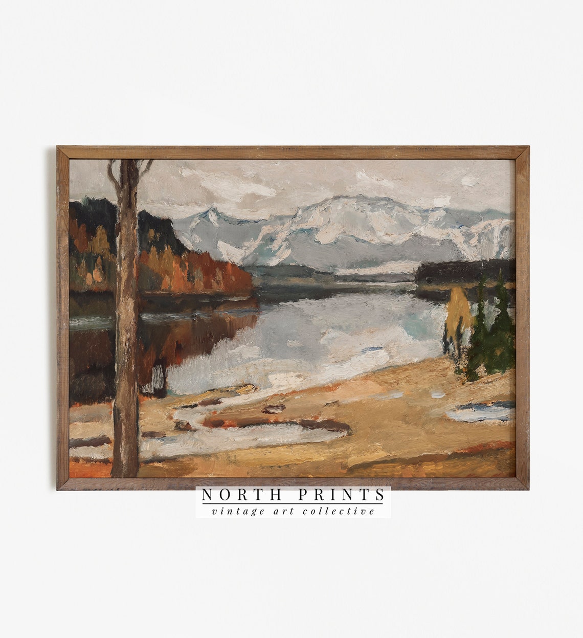 Rustic Autumn Lake Landscape Painting Vintage Fall Mountain - Etsy