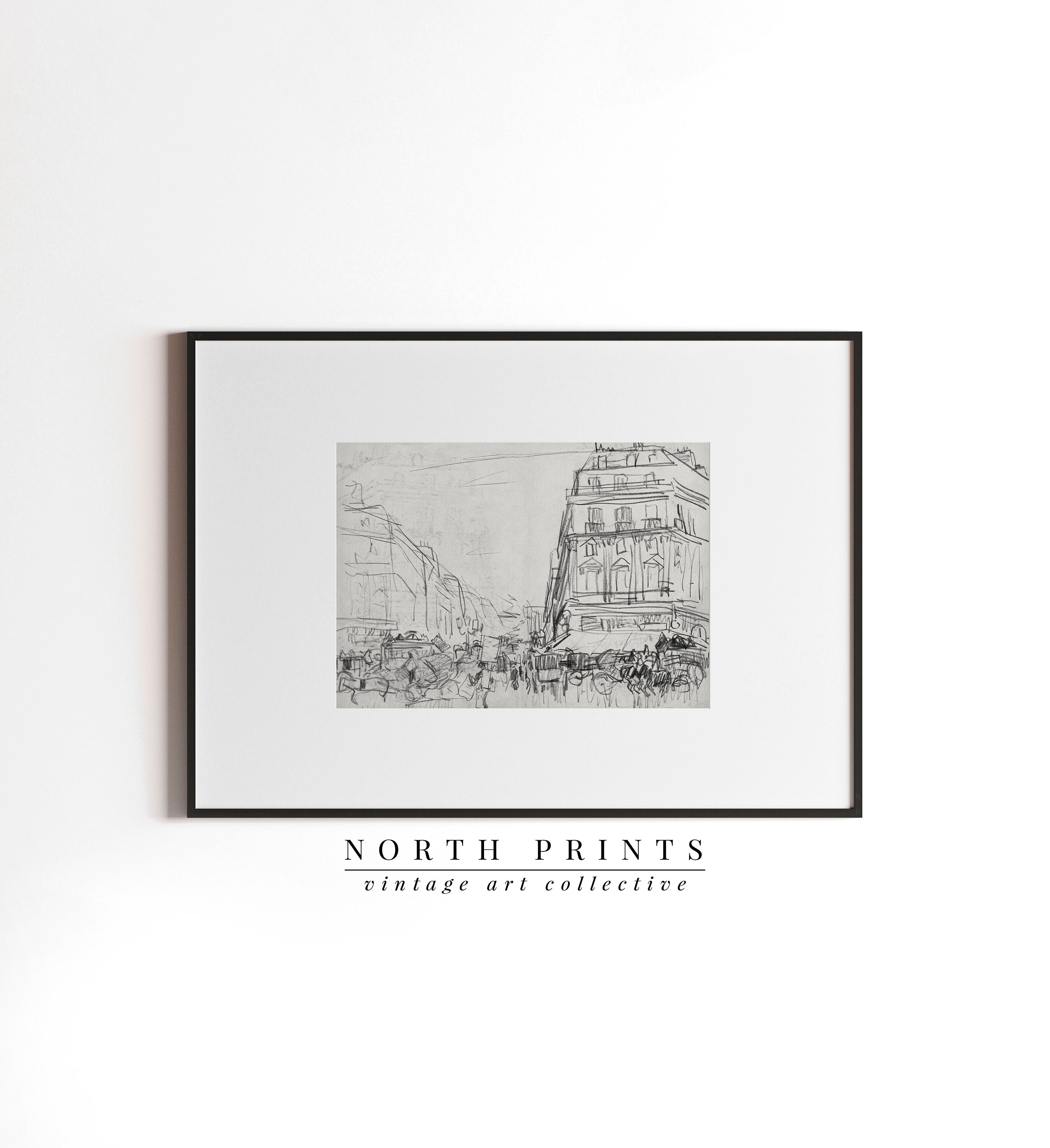 Antique Cityscape Sketch | Minimalist Vintage Abstract Drawing Art ...
