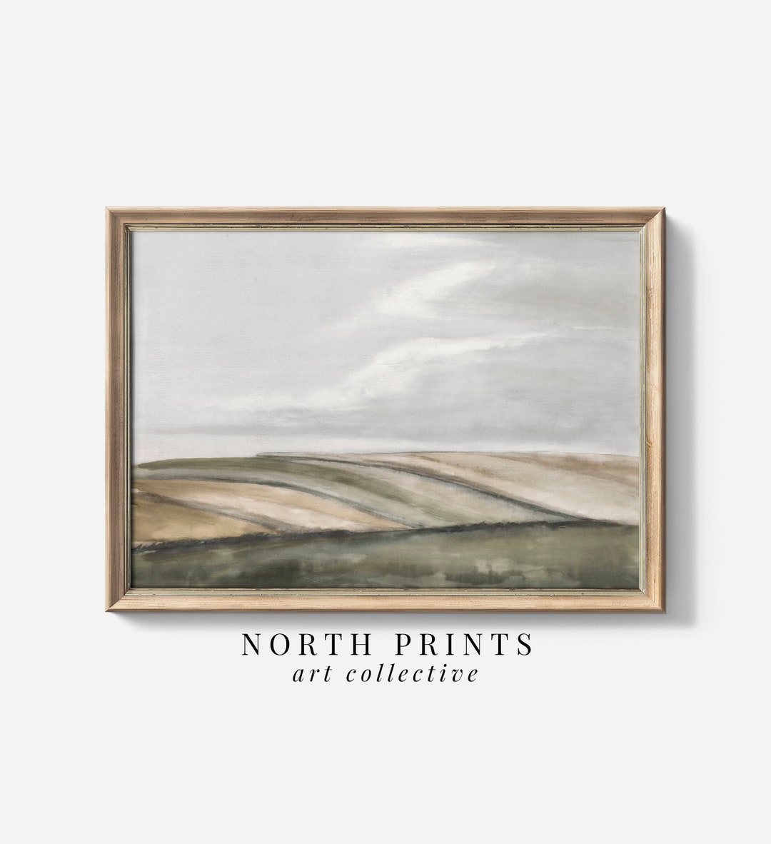 Minimalist Muted Green Landscape Painting Wall Art PRINTABLE Vintage ...