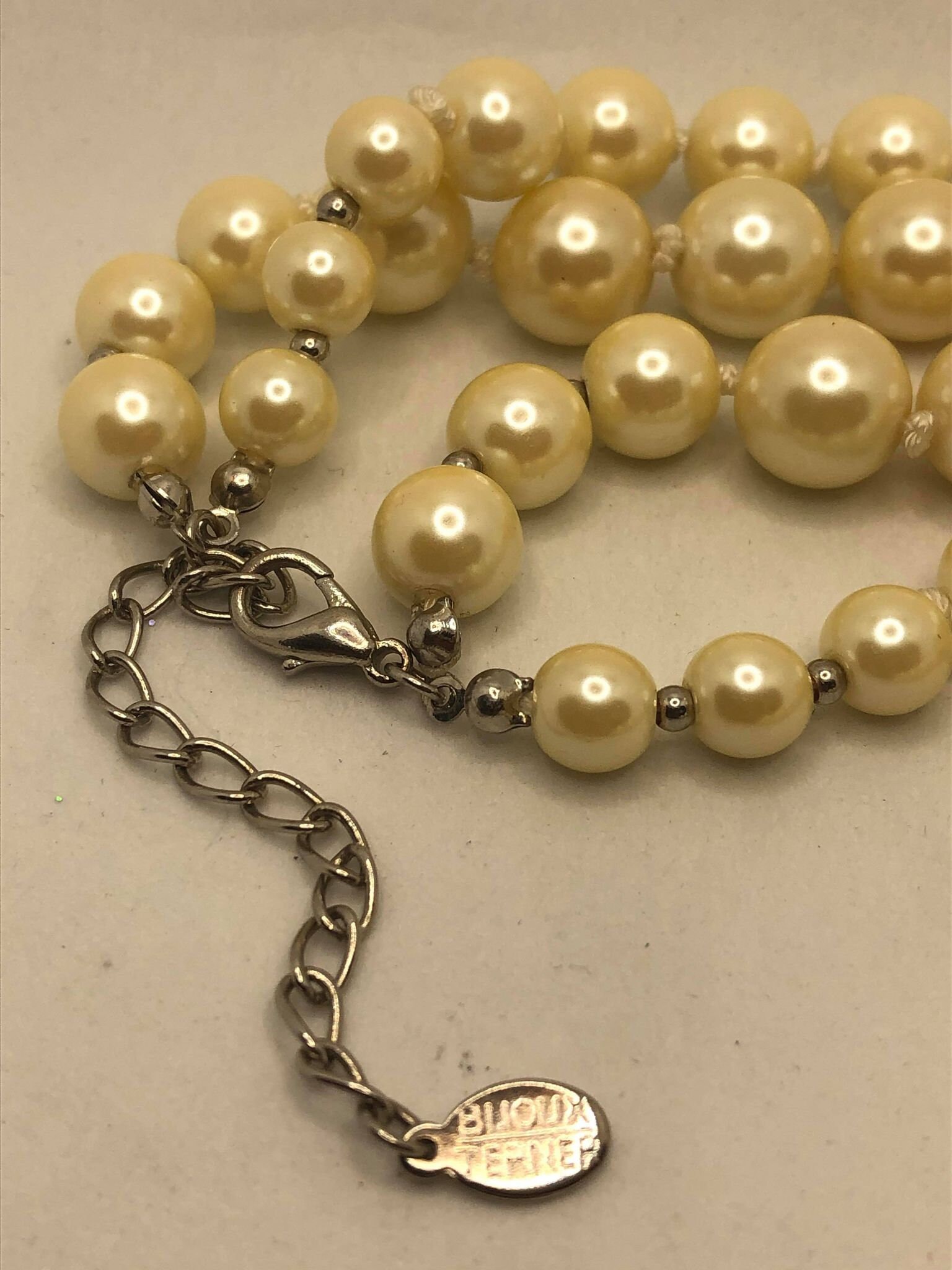 Signed Bijoux Terner Faux Pearl Necklace Hand Knotted 2 Strand - Etsy