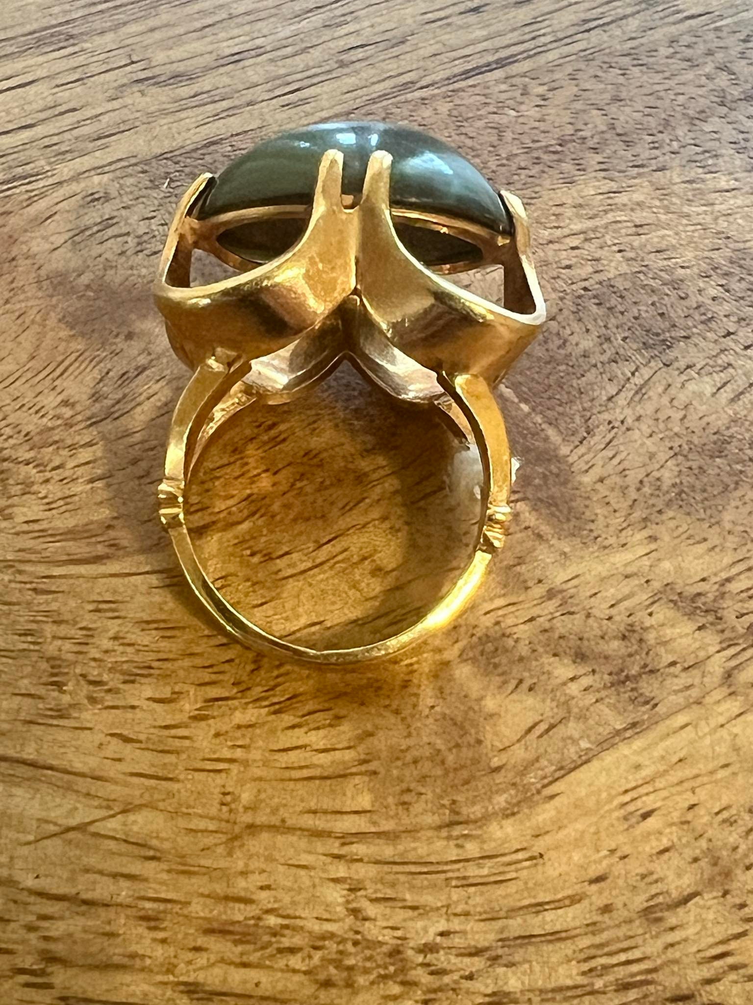Vintage 10k Gold Filled Ring Marked 10KT GF Shank Green Cabochon Size 6 ...