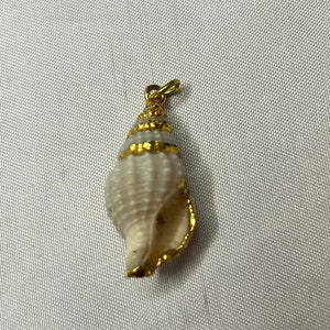 Vintage White Spiraled Conch Shell W/gold Hand Painted Accents H-1.2 ...