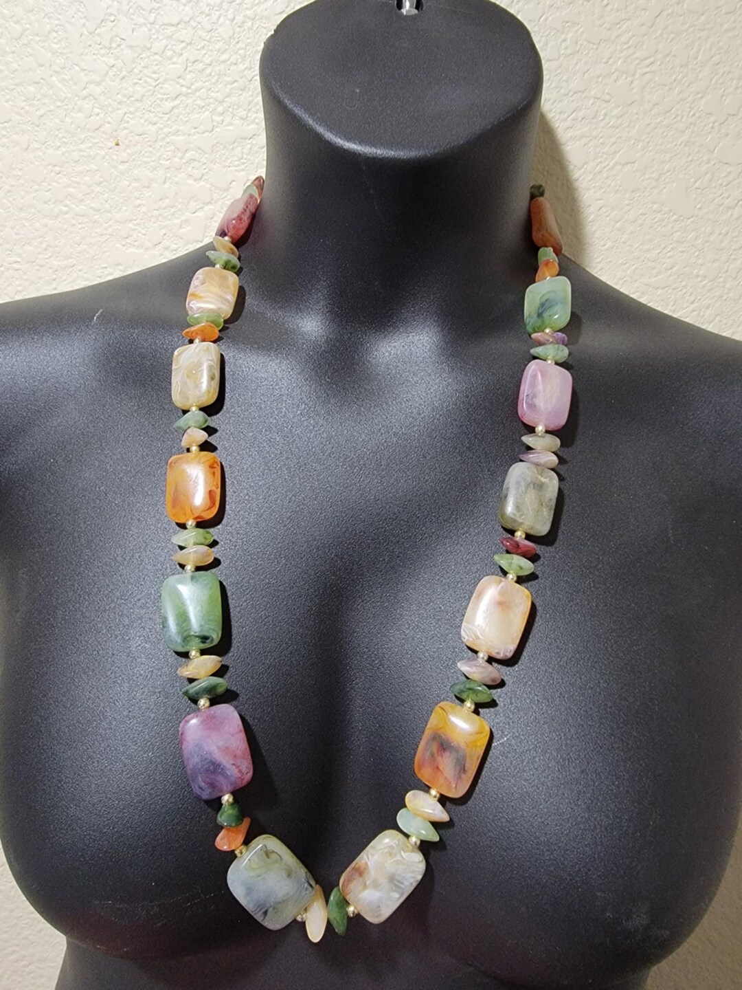 Vintage Rock 80s Bright Accent String of Different Sized Plastic Rock ...