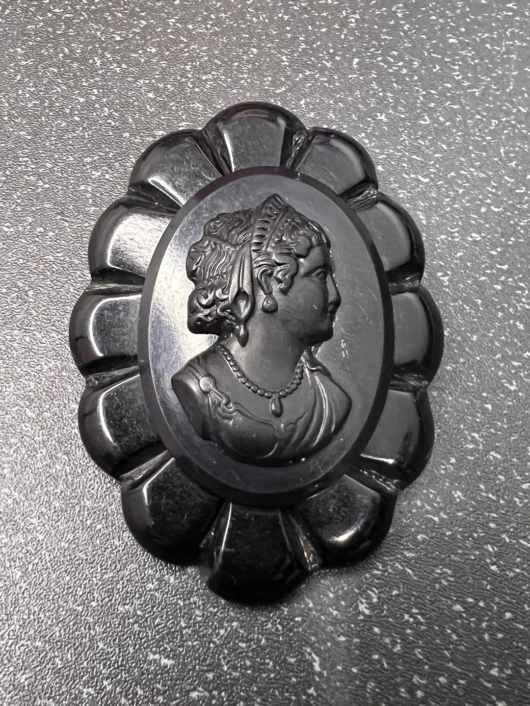 Bakelite Celluloid Cameo Brooch 1930s Victorian Revival Mourning ...