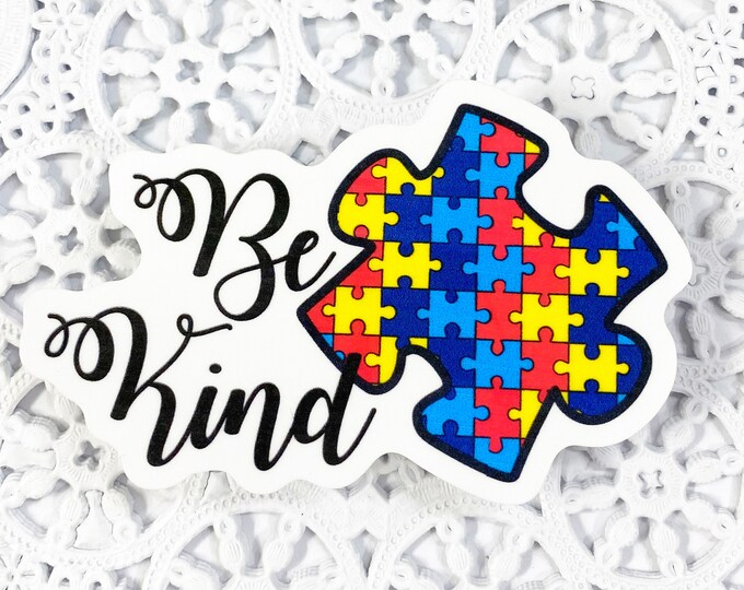 Be Kind Puzzle Piece Vinyl Sticker Autism Awareness Decal - Etsy