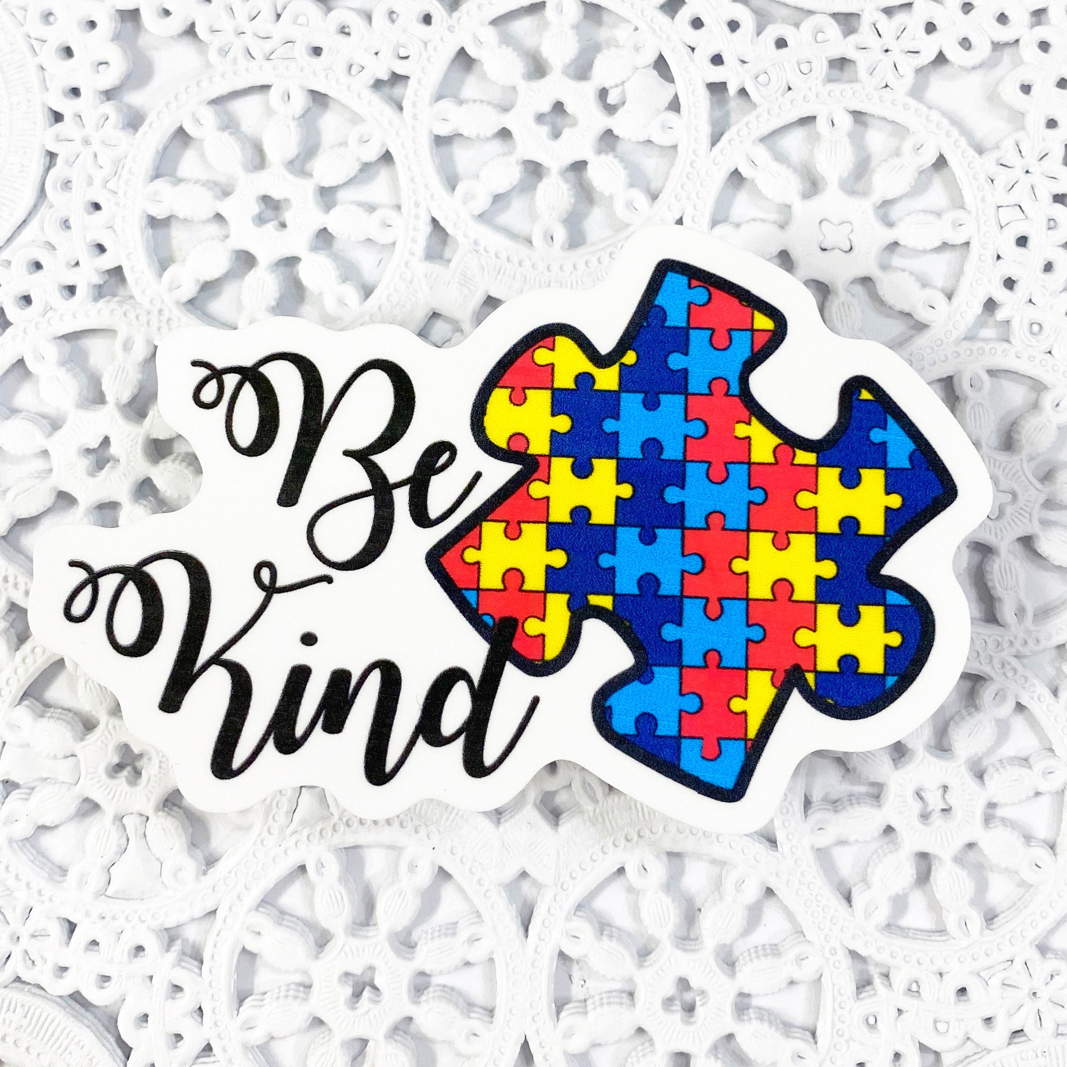 Be Kind Puzzle Piece Vinyl Sticker Autism Awareness Decal | Etsy