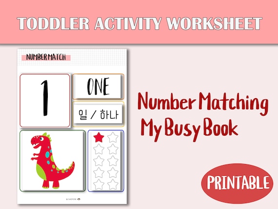 Dinosaur Number Matching Board Worksheet Printable Toddler | Etsy