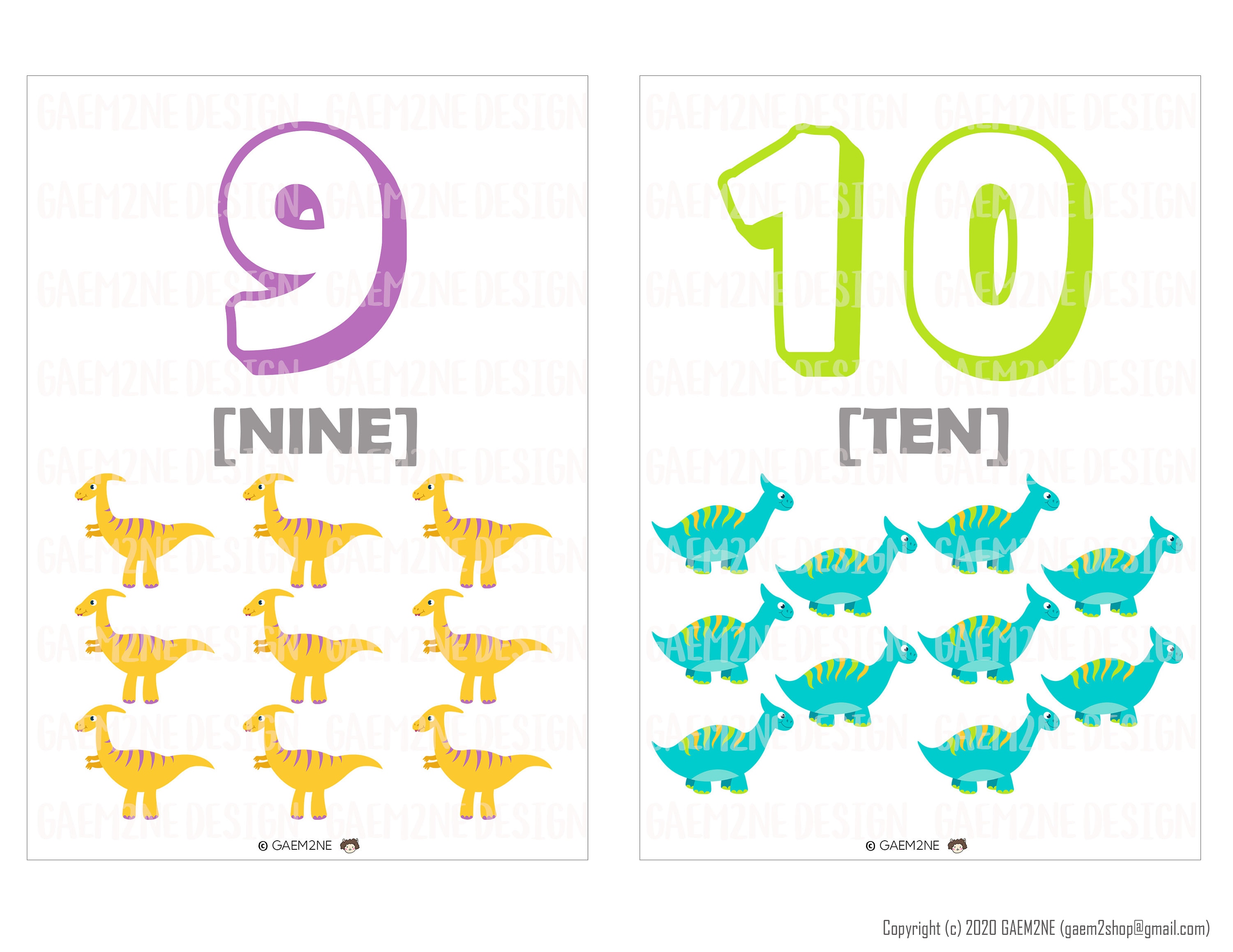 Number Cards Printable, Dinosaur 123 Flash Cards, Montessori Learning ...