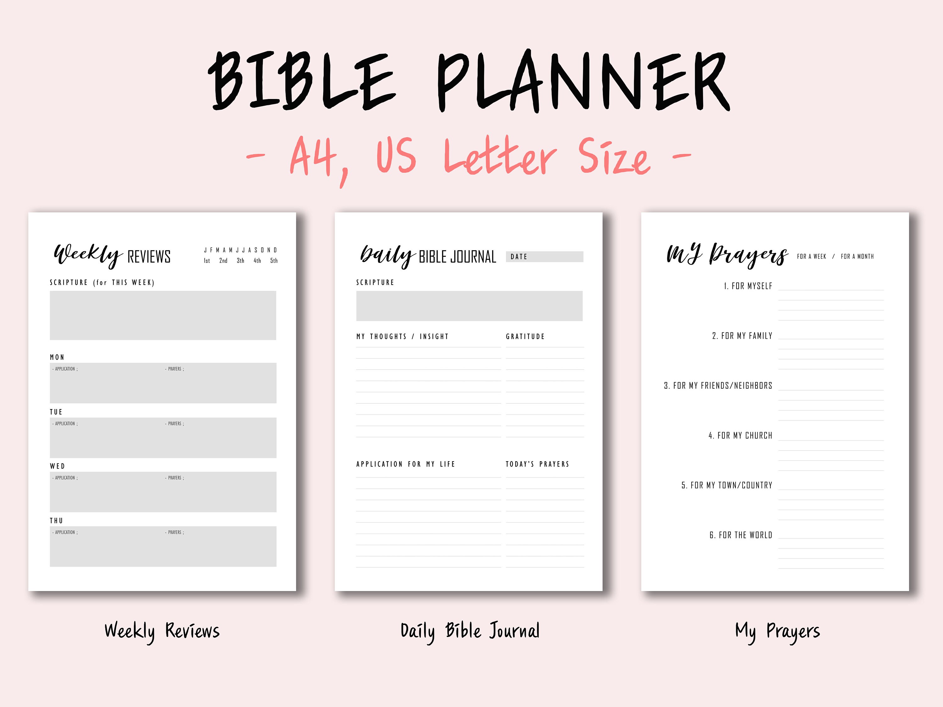 Bible Planner Bundle Printable Bible Study Plan Bible Journal Prayer ...