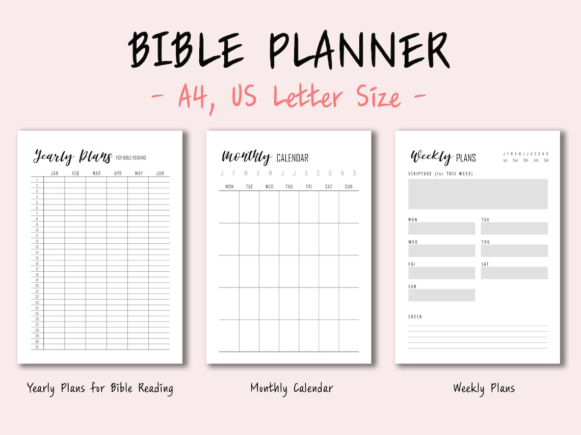 Bible Planner Bundle Printable Bible Study Plan Bible Journal Prayer ...