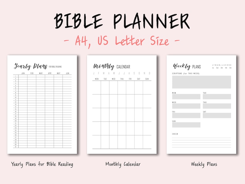 Bible Planner Bundle Printable Bible Study Plan Bible Journal Prayer ...