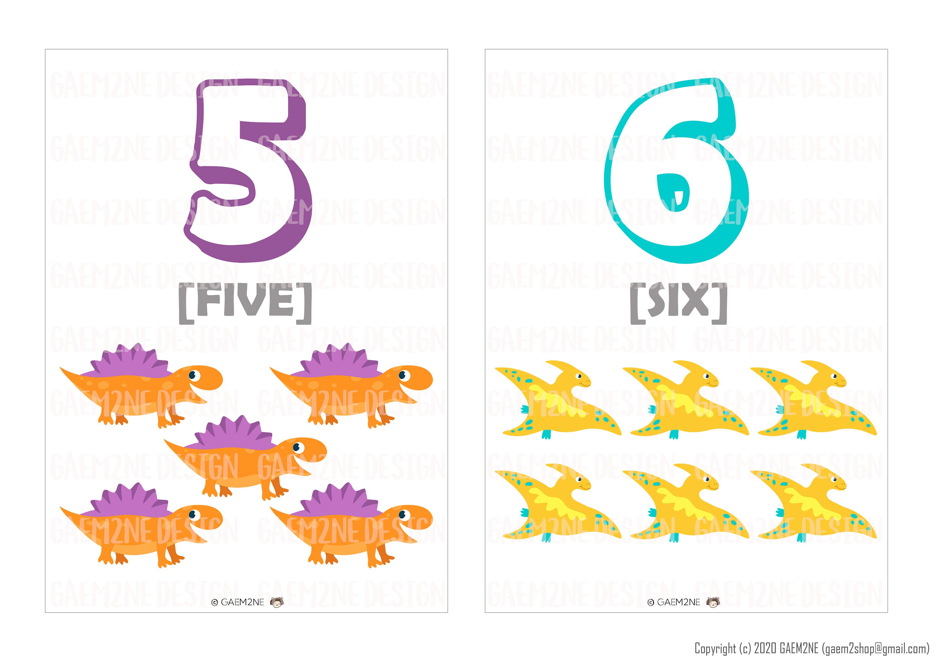 Number Cards Printable, Dinosaur 123 Flash Cards, Montessori Learning ...